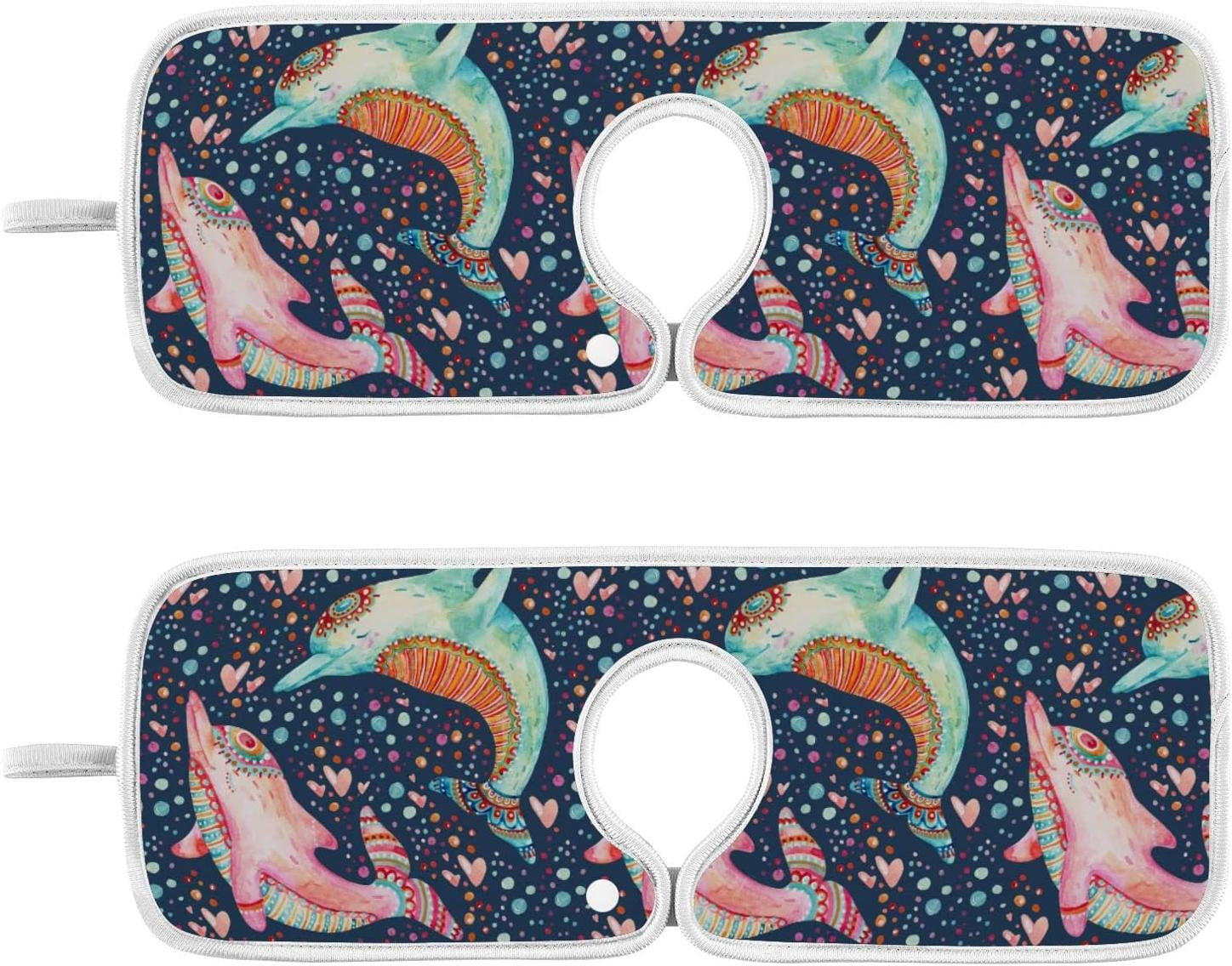Watercolor Cute Dolphins Sink Splash Guard for Faucet 2 Packs Faucet ...