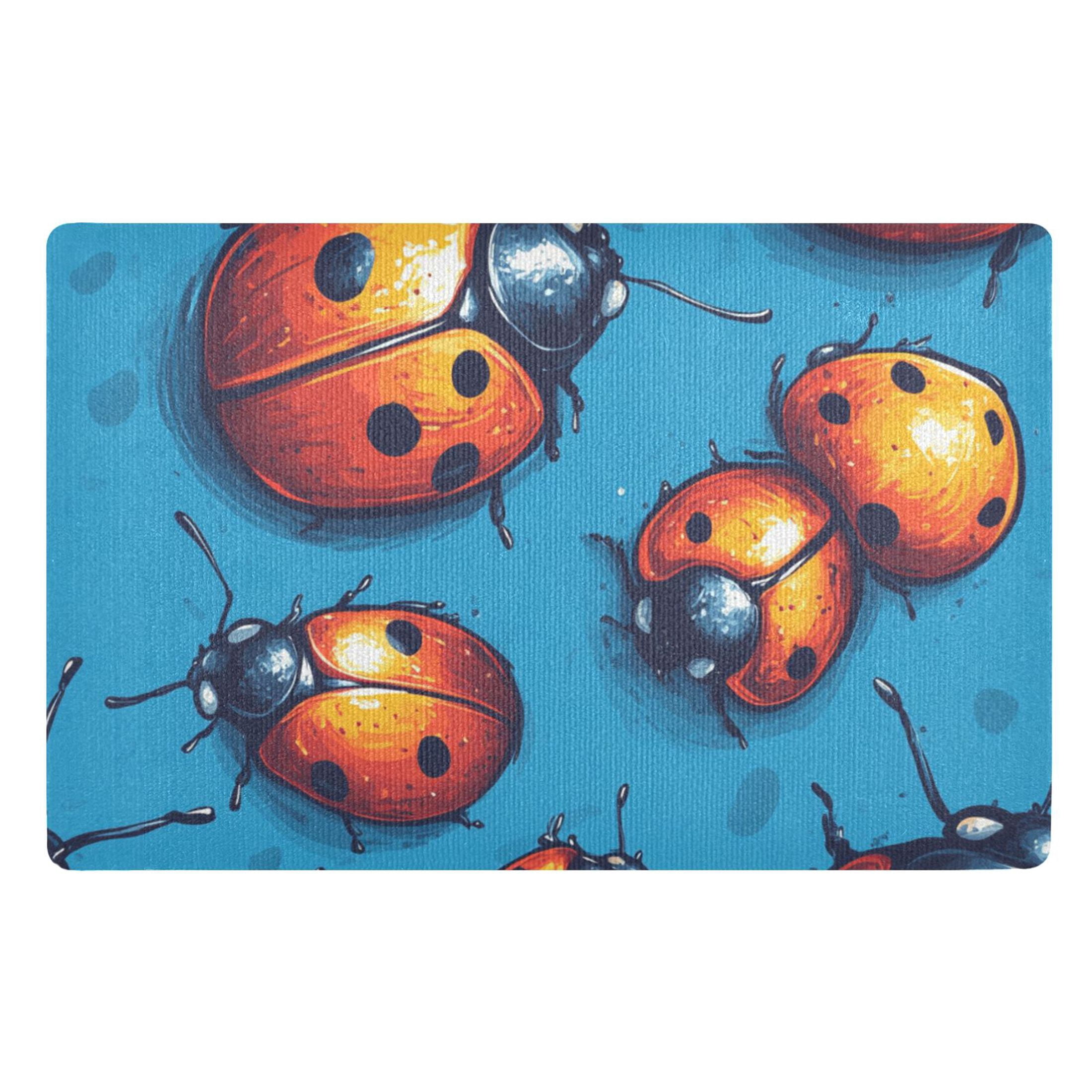 Watercolor Cute Ladybug Floor Door Mat Outdoor Indoor for Home Entrance ...
