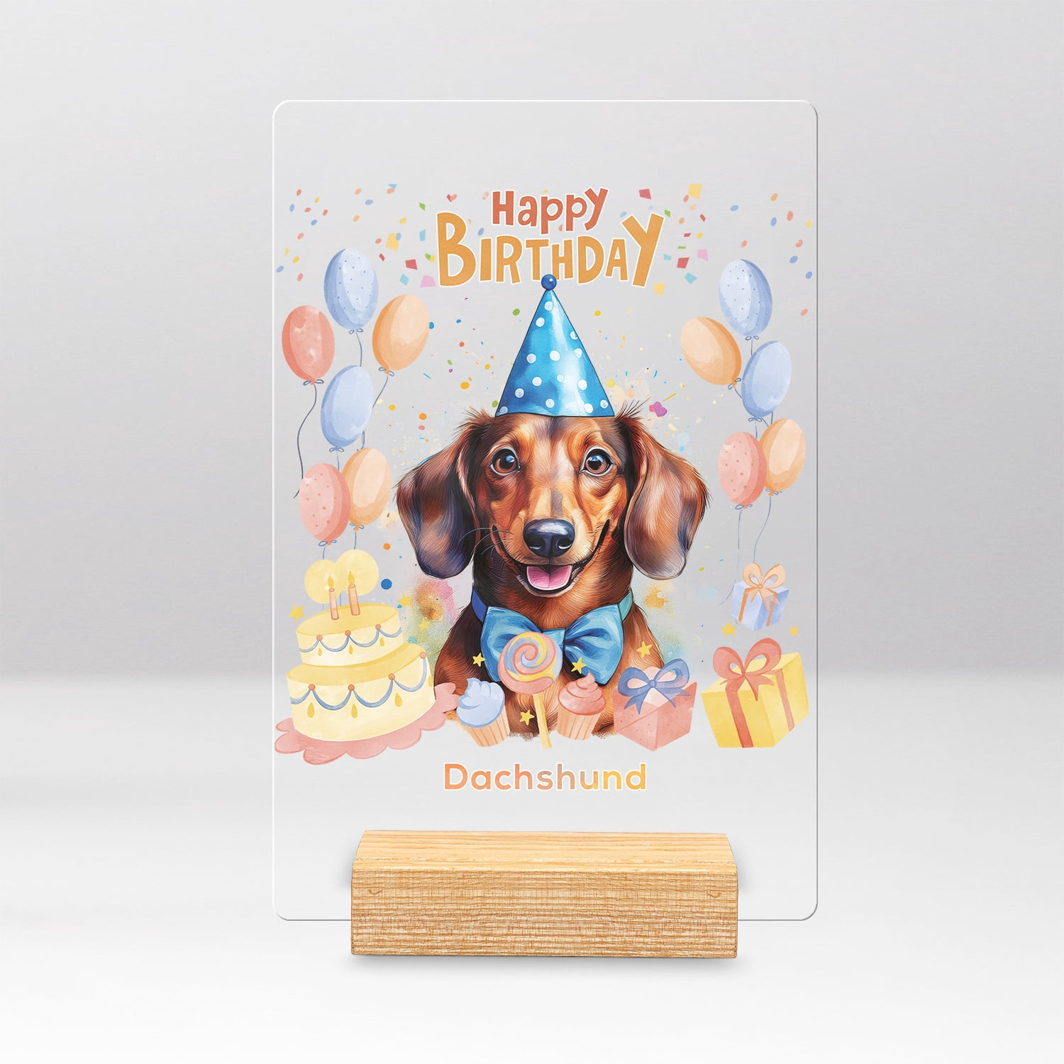 Watercolor Dachshund Happy Birthday Celebration Balloons Gift Party ...