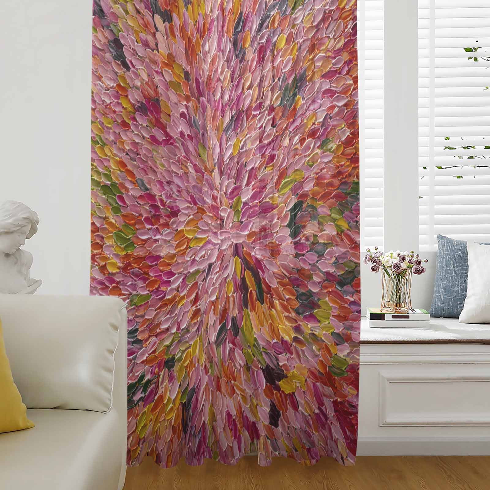 Watercolor Dahlia Semi Sheer Curtains Drapes for Living Room,Bedroom ...