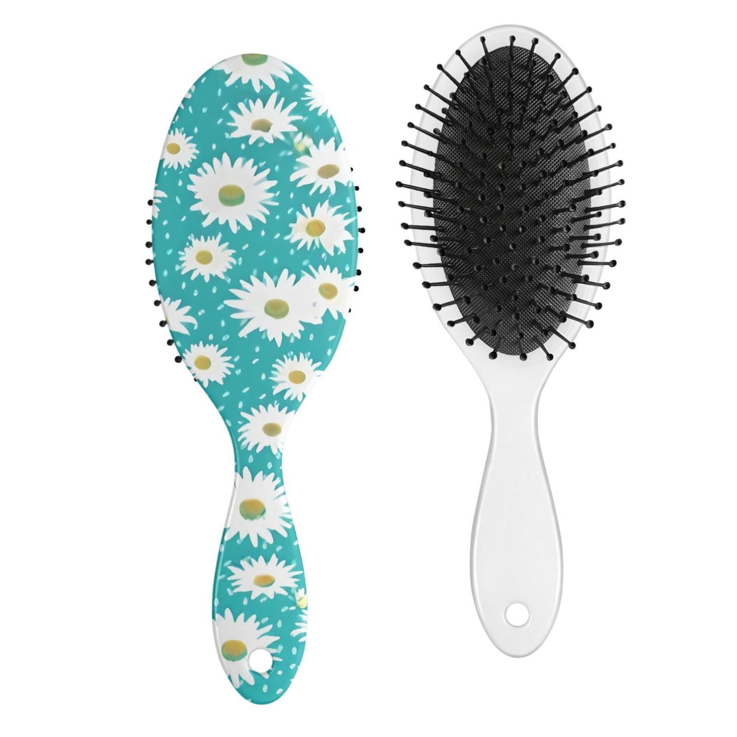 Watercolor Daisy Artwork Hair Brush, Detangling Hairbrush with Retro ...