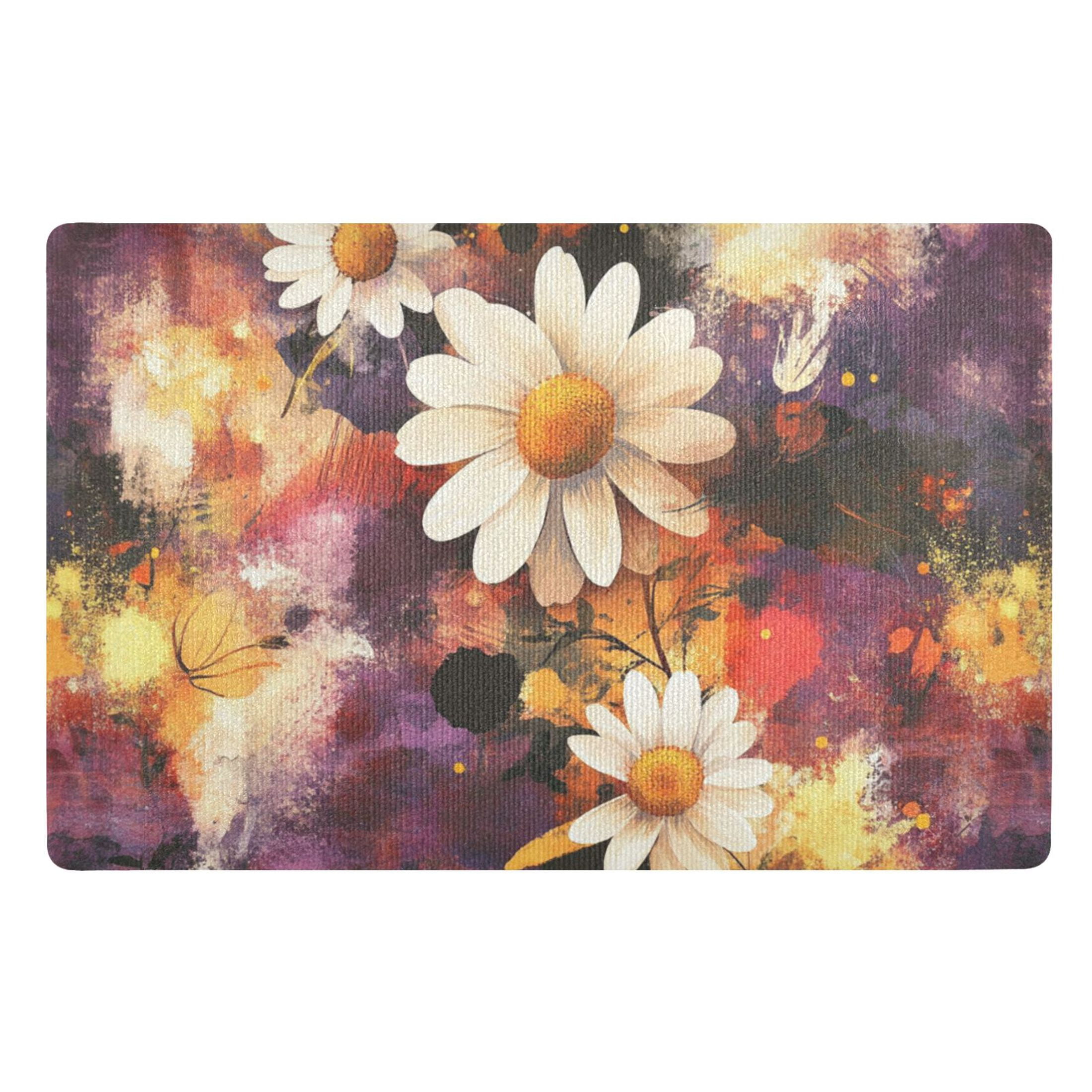 Watercolor Daisy Colorful Floor Door Mat Outdoor Indoor for Home ...