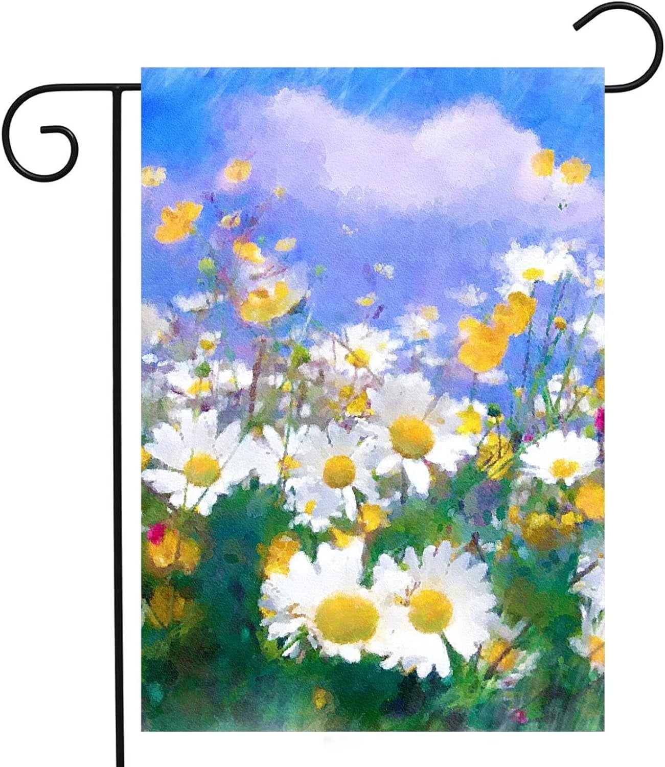 Watercolor Daisy White Bloom Flowers Field Spring Summer Seasonal ...