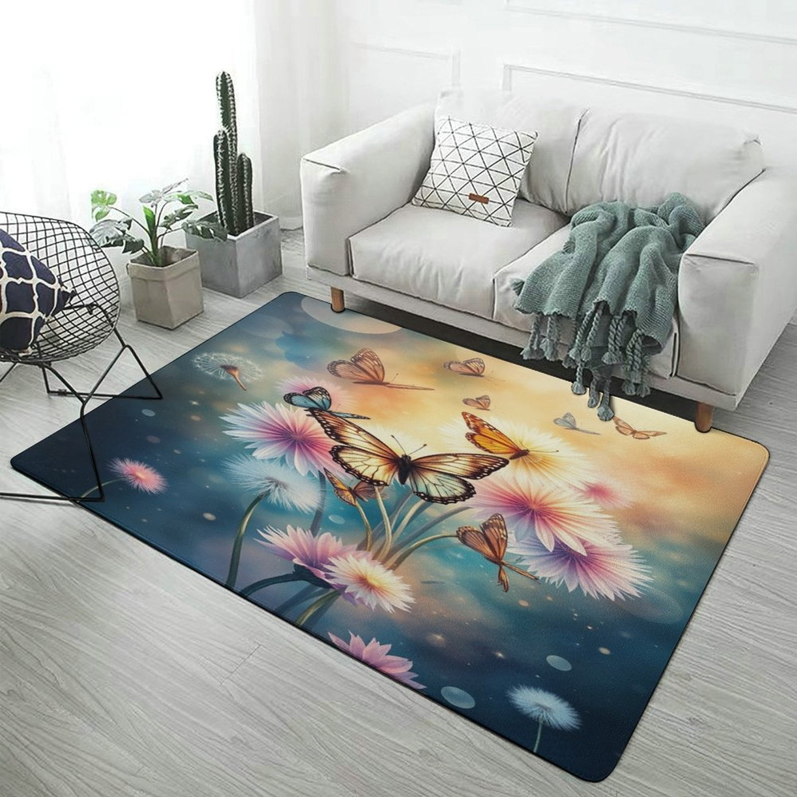 Watercolor Dandelion Carpet for Living Room Luxury Home Rations Sofa ...