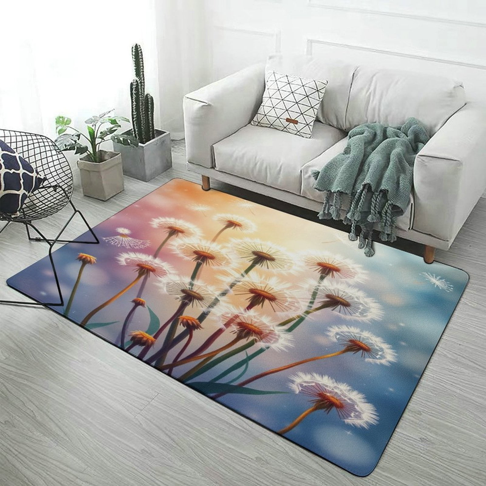 Watercolor Dandelion Carpet for Living Room Luxury Home Rations Sofa ...