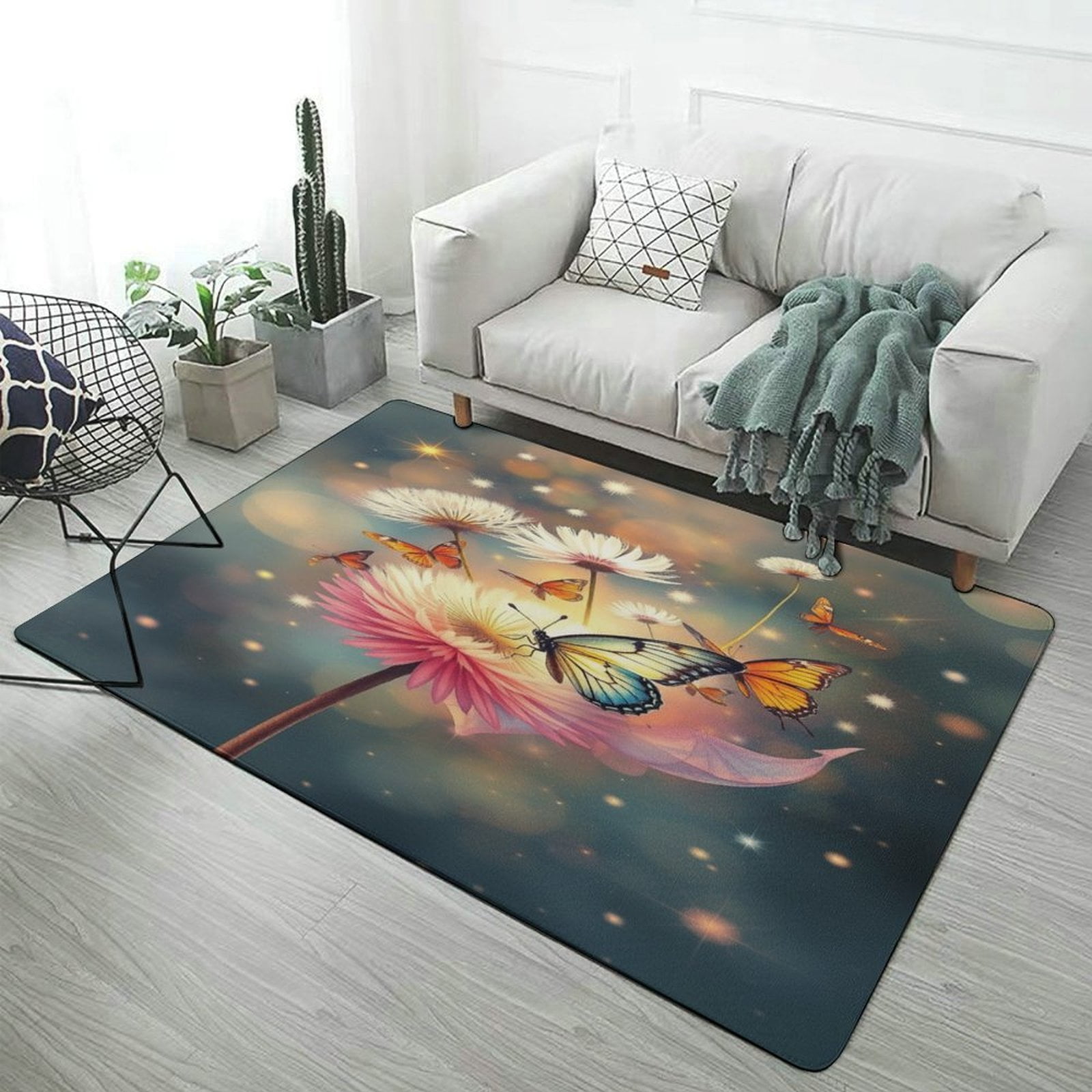 Watercolor Dandelion Carpet for Living Room Luxury Home Rations Sofa ...
