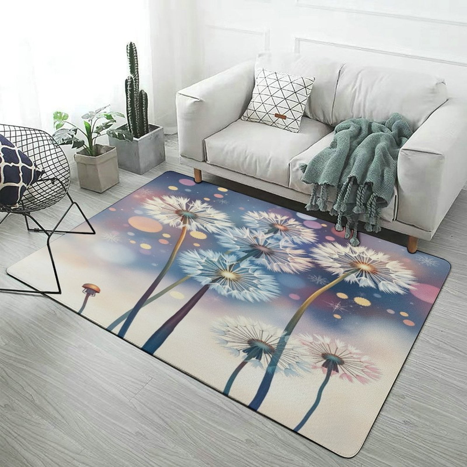 Watercolor Dandelion Carpet for Living Room Luxury Home Rations Sofa ...