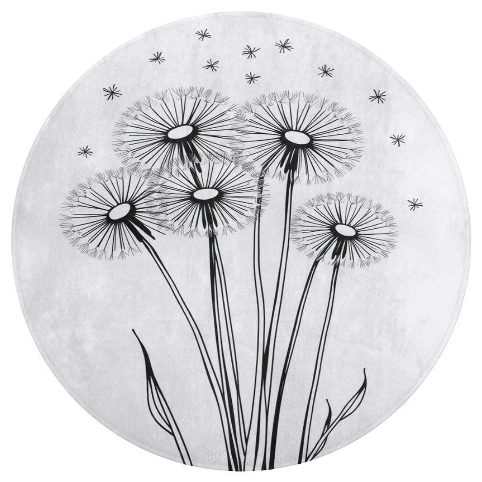 Watercolor Dandelion Circular Carpet Floor Mat Living Room Sofa Room ...