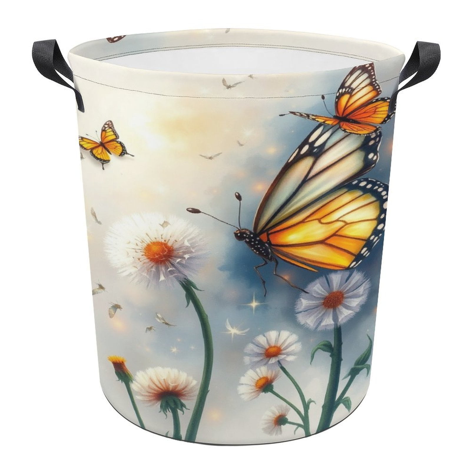 Watercolor Dandelion Folding Laundry Basket Storage Bin Large Hamper Collapsible Clothes Toy ...