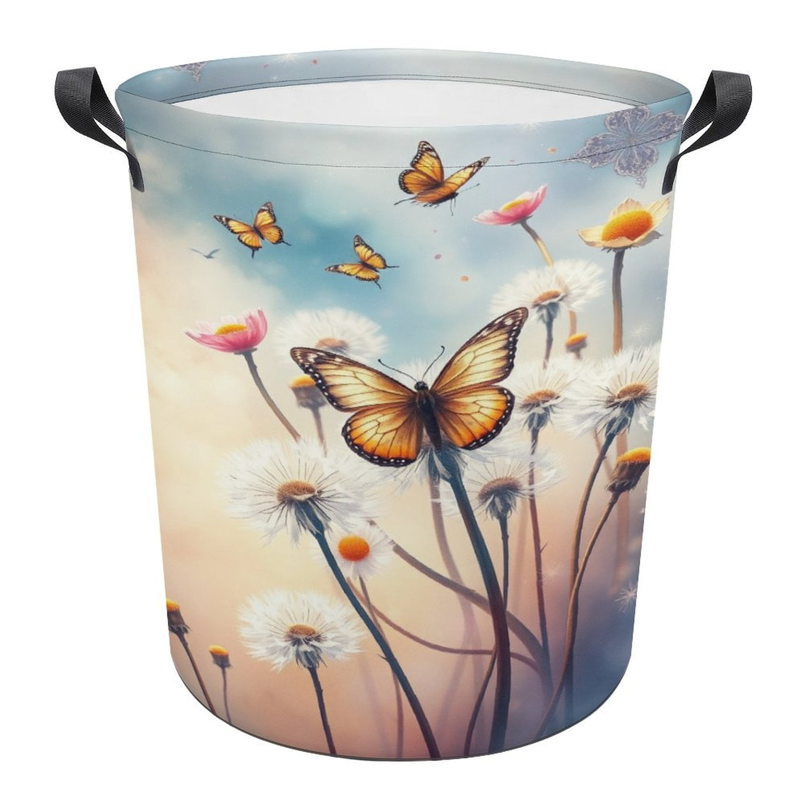 Watercolor Dandelion Folding Laundry Basket Storage Bin Large Hamper Collapsible Clothes Toy ...