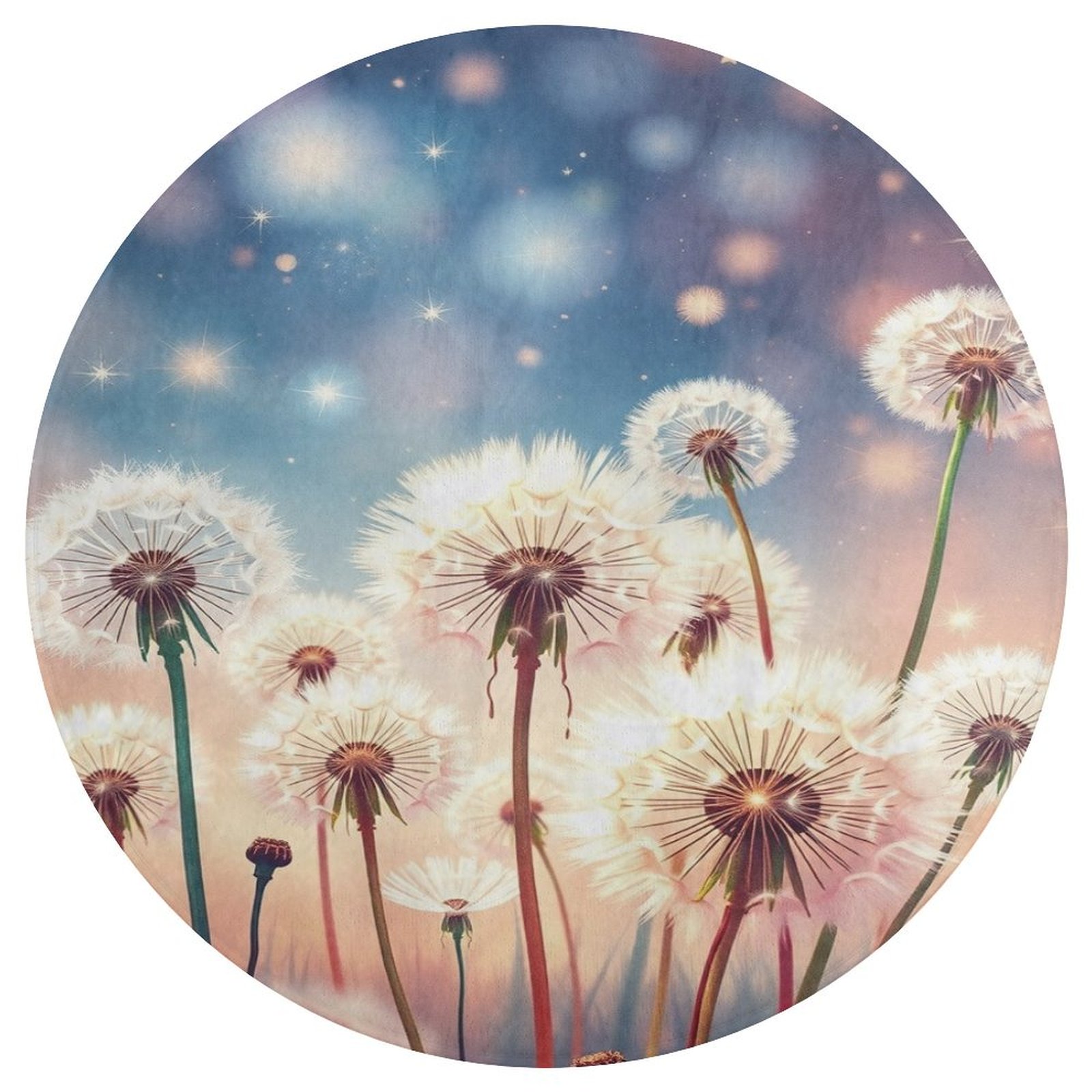 Watercolor Dandelion Round Area Rug Floor Carpets Washable Indoor Floor ...