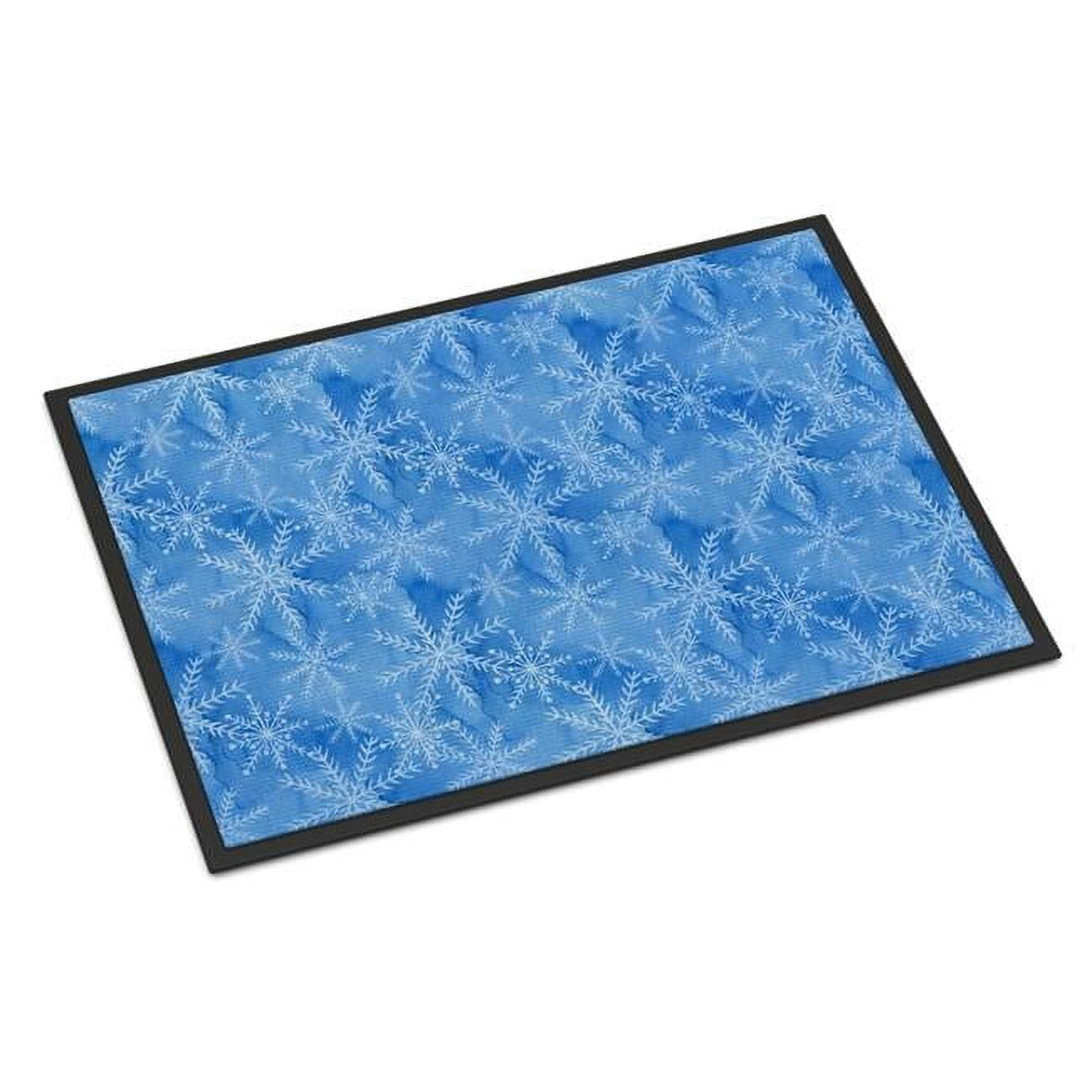 Watercolor Dark Blue Winter Snowflakes Indoor or Outdoor Mat, 24 x 36 ...