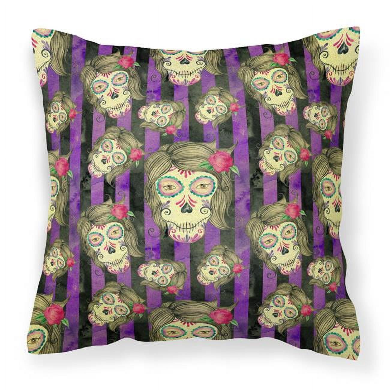 Watercolor Day of the Dead Halloween Fabric Decorative Pillow - 18 x 18 ...