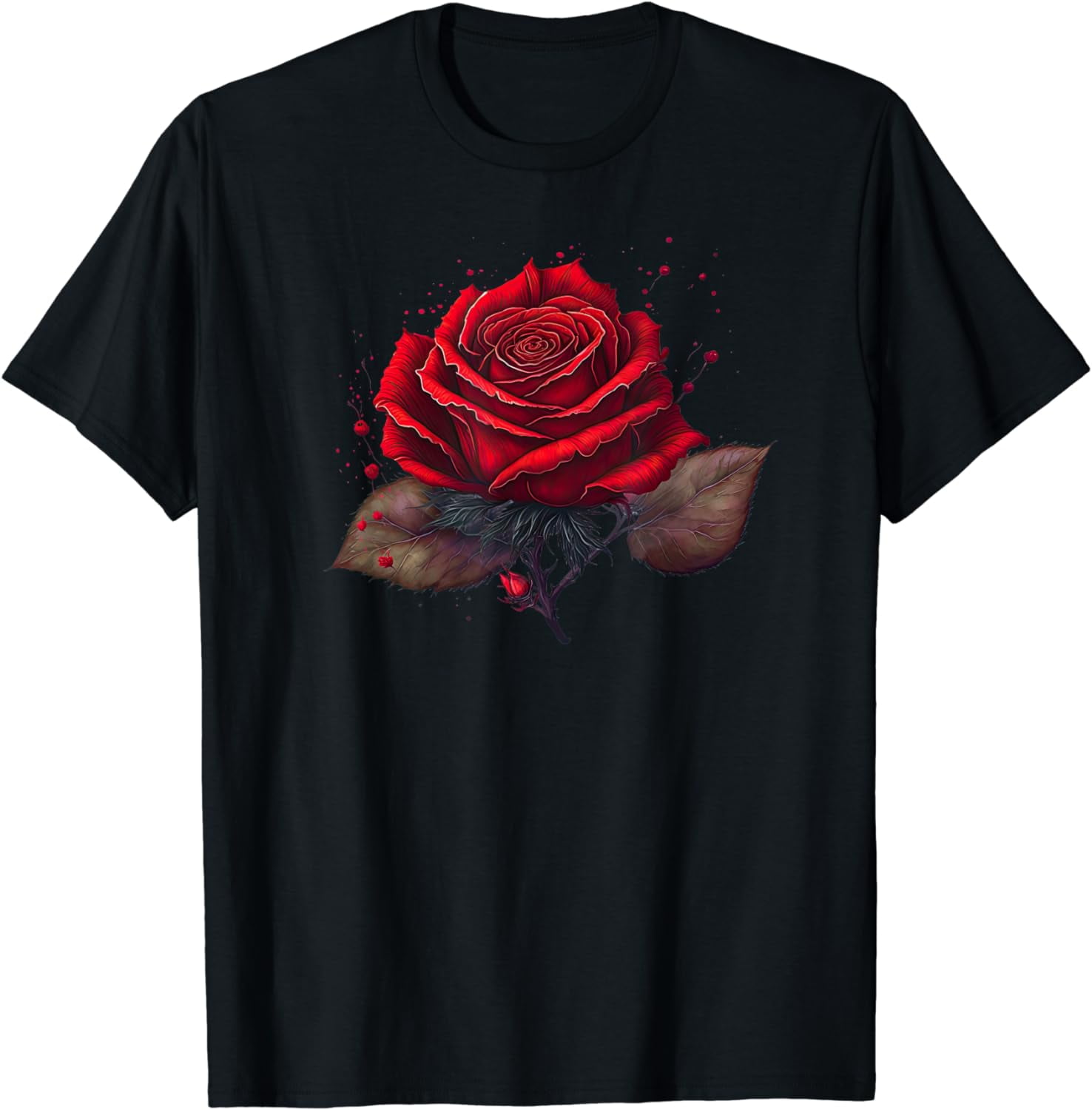 Watercolor Design of a Beautiful Red Rose T-Shirt - Walmart.com