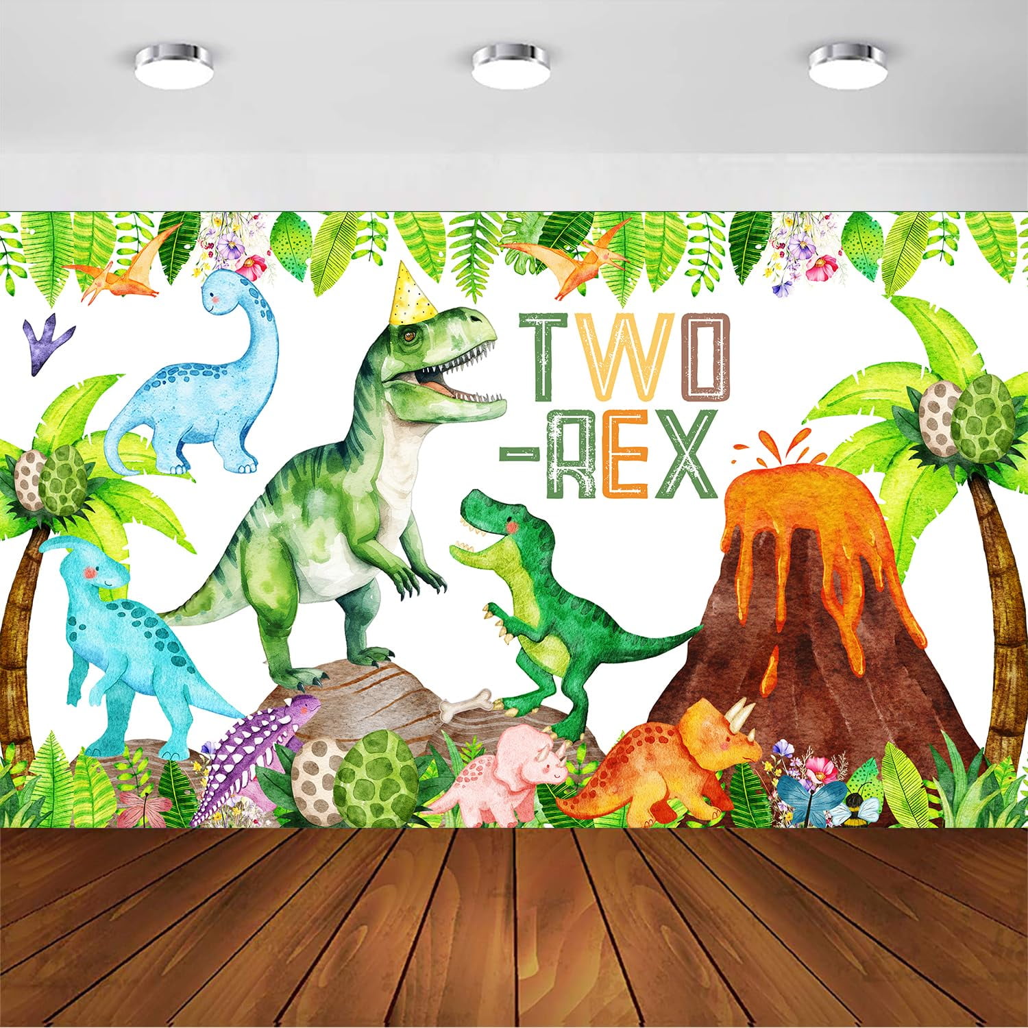 Watercolor Dinosaur 2nd Birthday SSF20 Decorations Two Rex Birthday ...