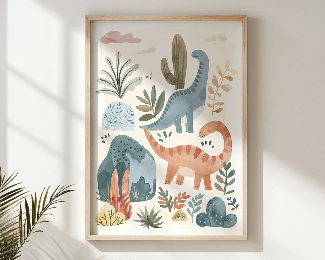 Watercolor Dinosaur Nursery Wall Art, Kids Dinosaur Posters, Printable ...
