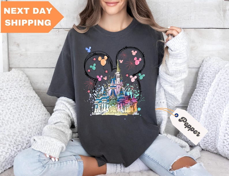 Watercolor Disney Shirt, Disney Castle Shirt, Colorful Disney Family ...