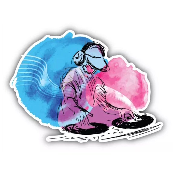 Watercolor Dj Music Sticker Phone Decal Water Bottle Stickers Car ...