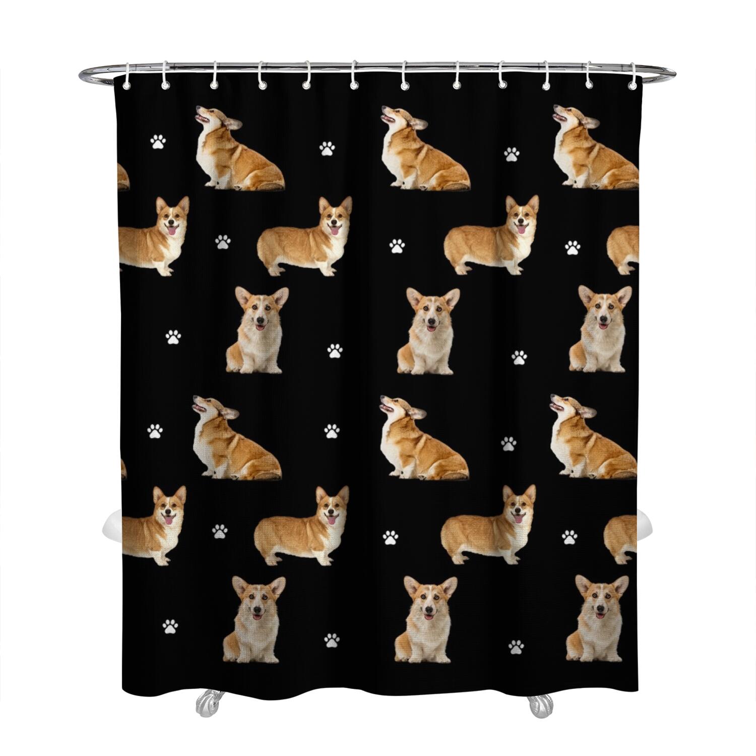 Watercolor Dog Artwork Shower Curtain - 72x84 Inch Hand-Drawn Canine ...
