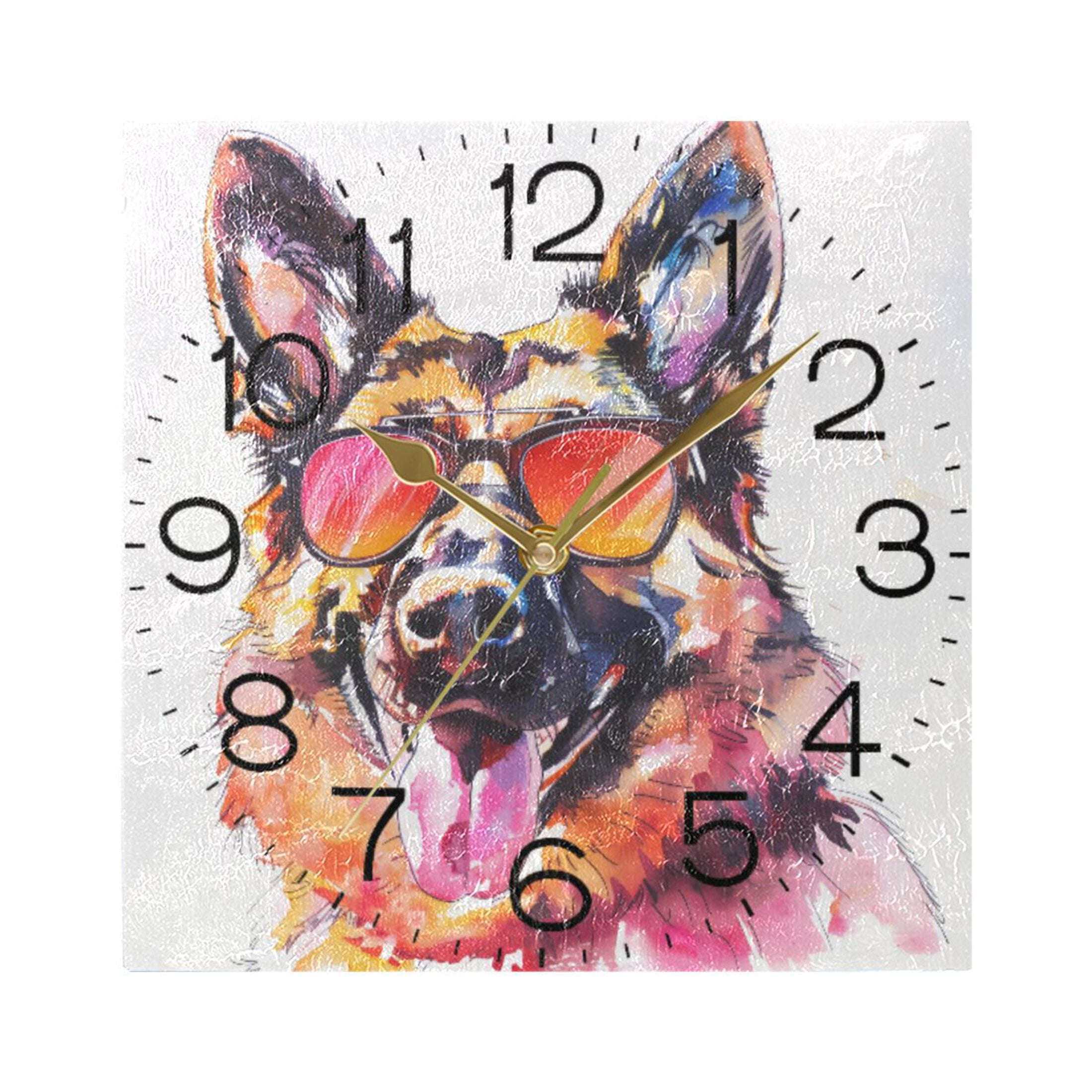 Watercolor Dog Head Wall Clock 7.78" Non-Ticking Silent Battery ...