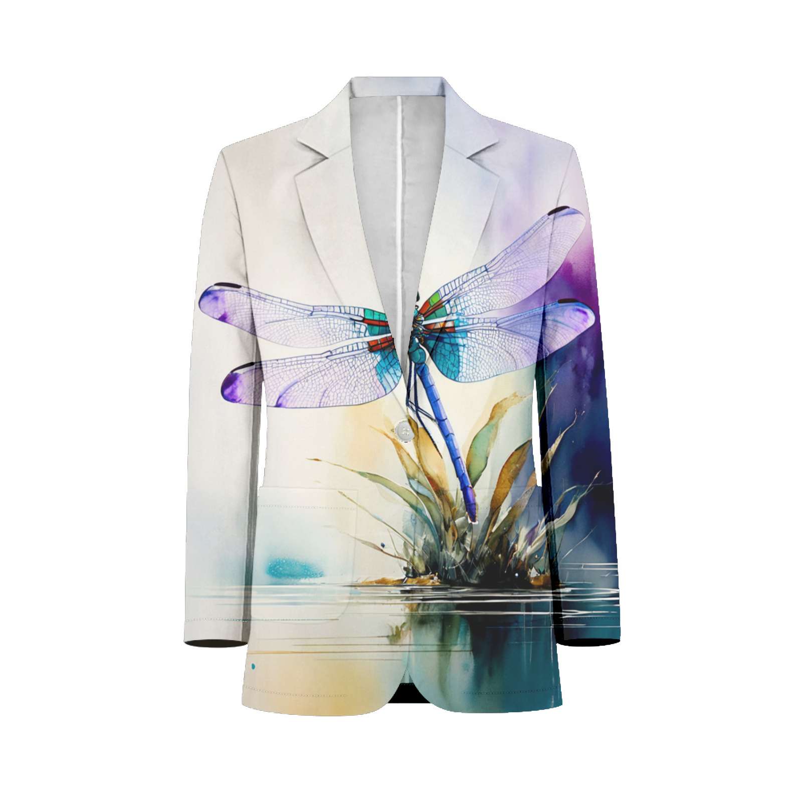 Watercolor Dragonfly Artwork Men's Suit Blazer Casual Party Wear Slim ...