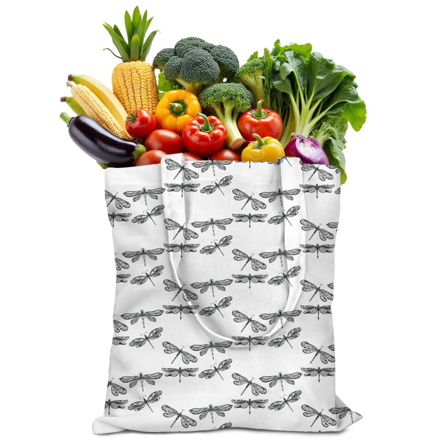 Watercolor Dragonfly Canvas Tote Bag – Artistic Insect & Floral Garden ...