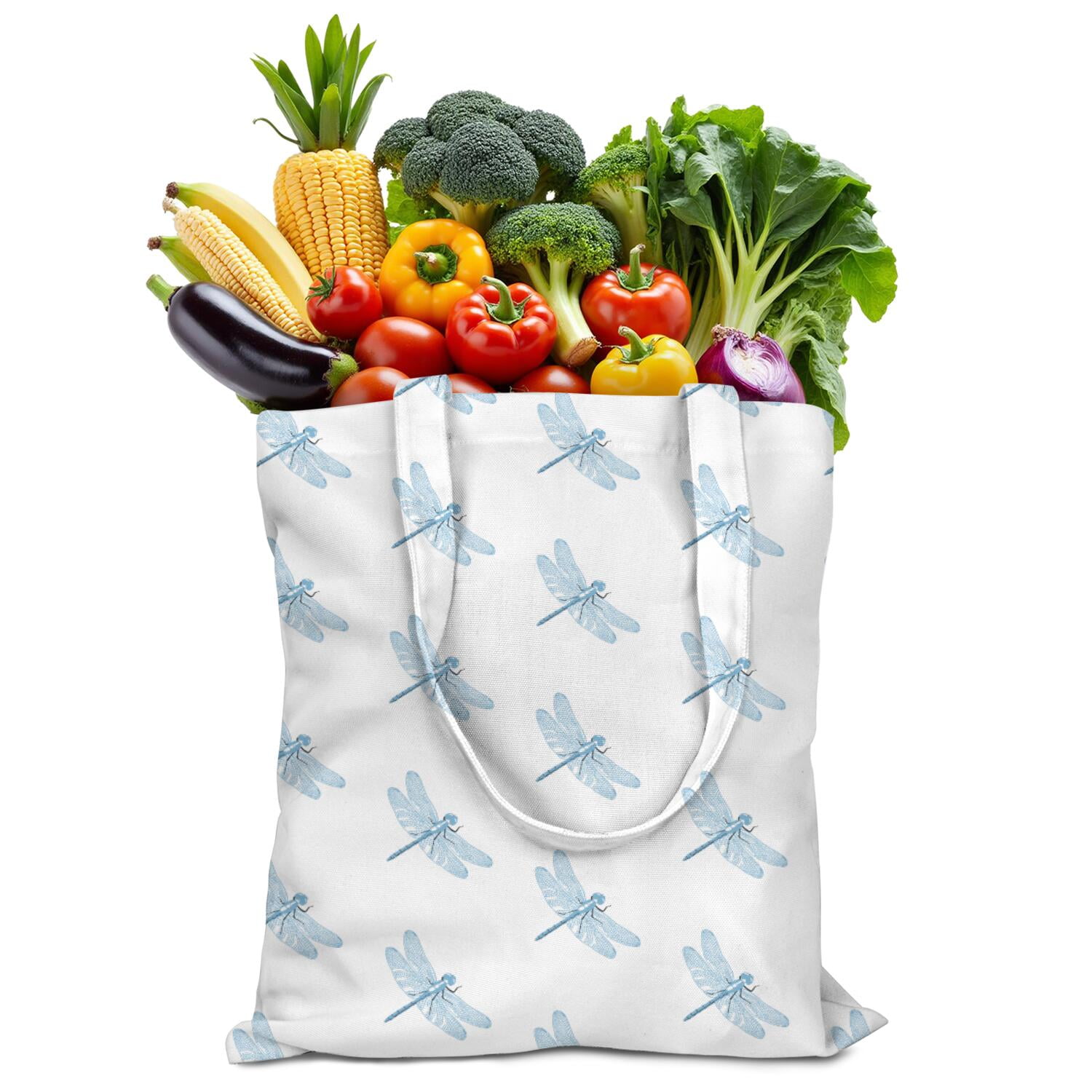 Watercolor Dragonfly Canvas Tote Bag – Artistic Insect & Floral Garden ...