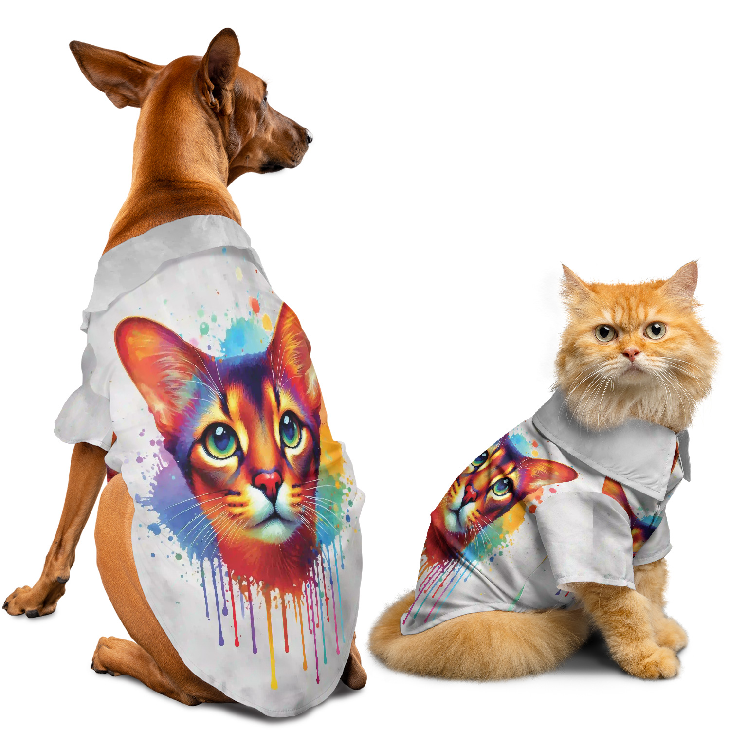 Watercolor Drip Abyssinian Pop Art Colorful Portrait Artwork Hawaiian ...