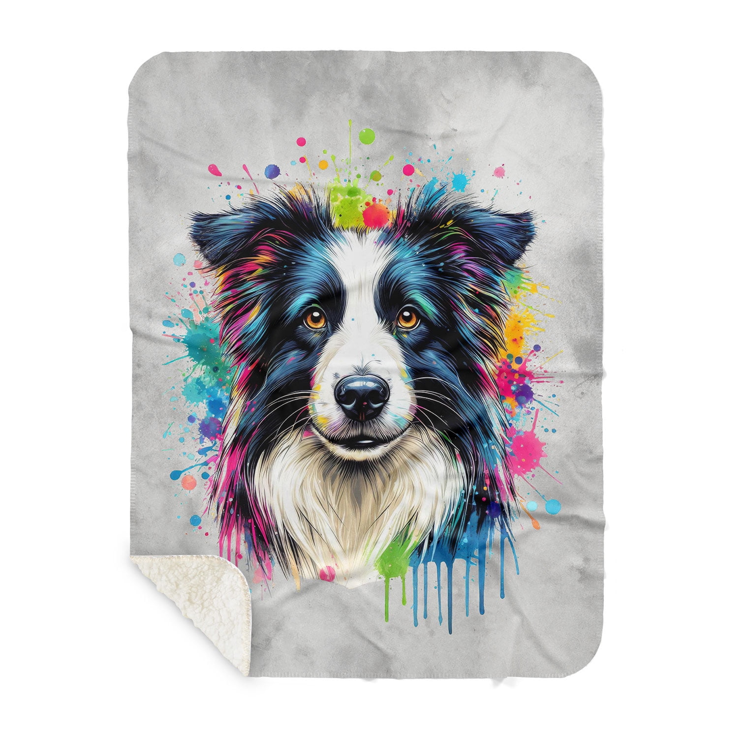 Watercolor Drip Border Collie Pop Art Colorful Portrait Artwork Cozy ...