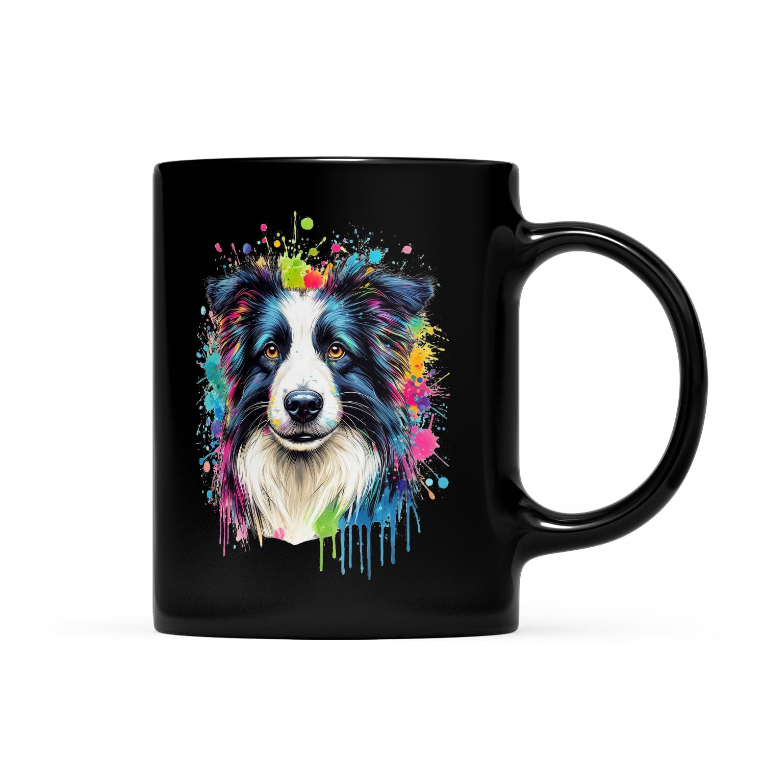 Watercolor Drip Border Collie Pop Art Colorful Portrait Artwork Mug ...