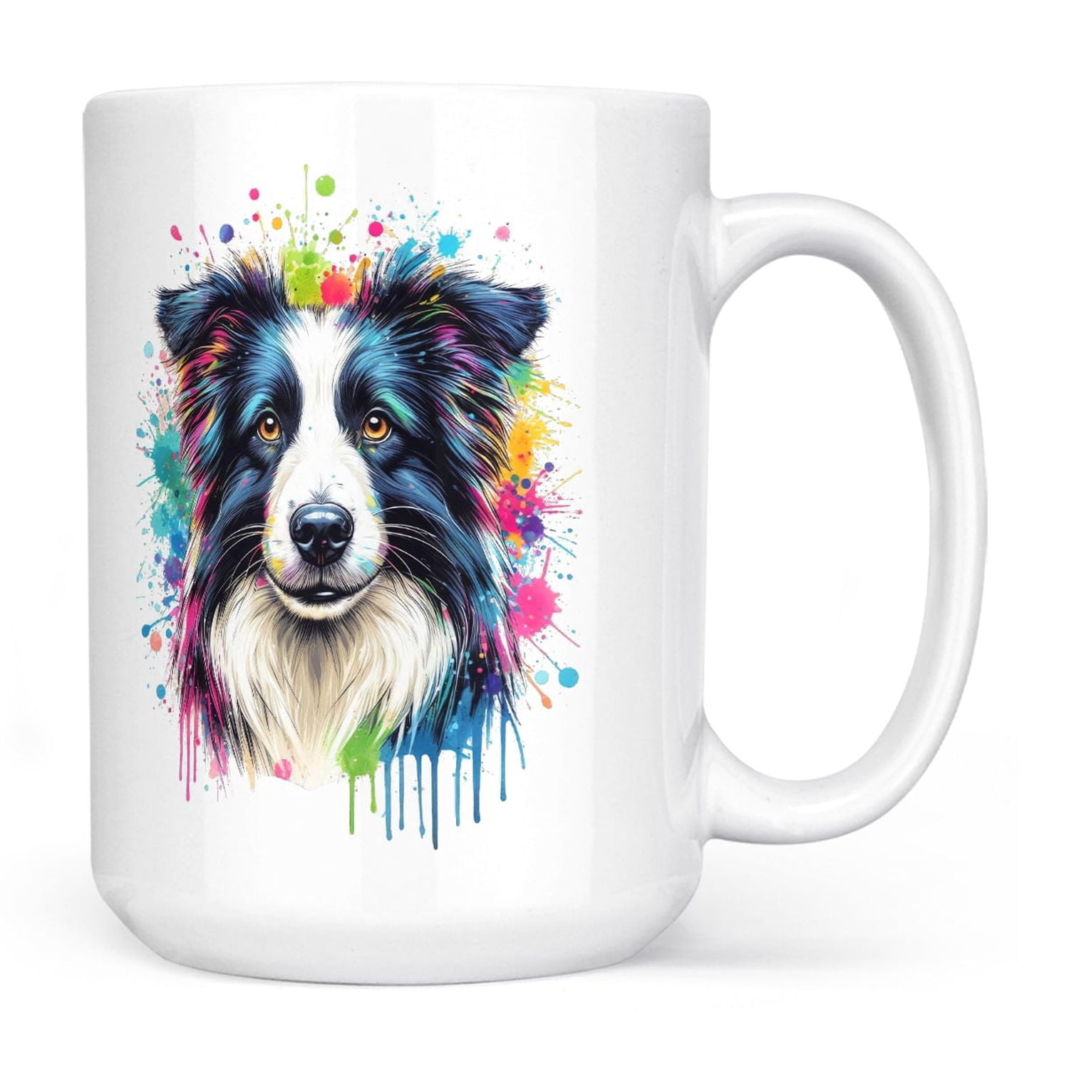 Watercolor Drip Border Collie Pop Art Colorful Portrait Artwork Mug ...