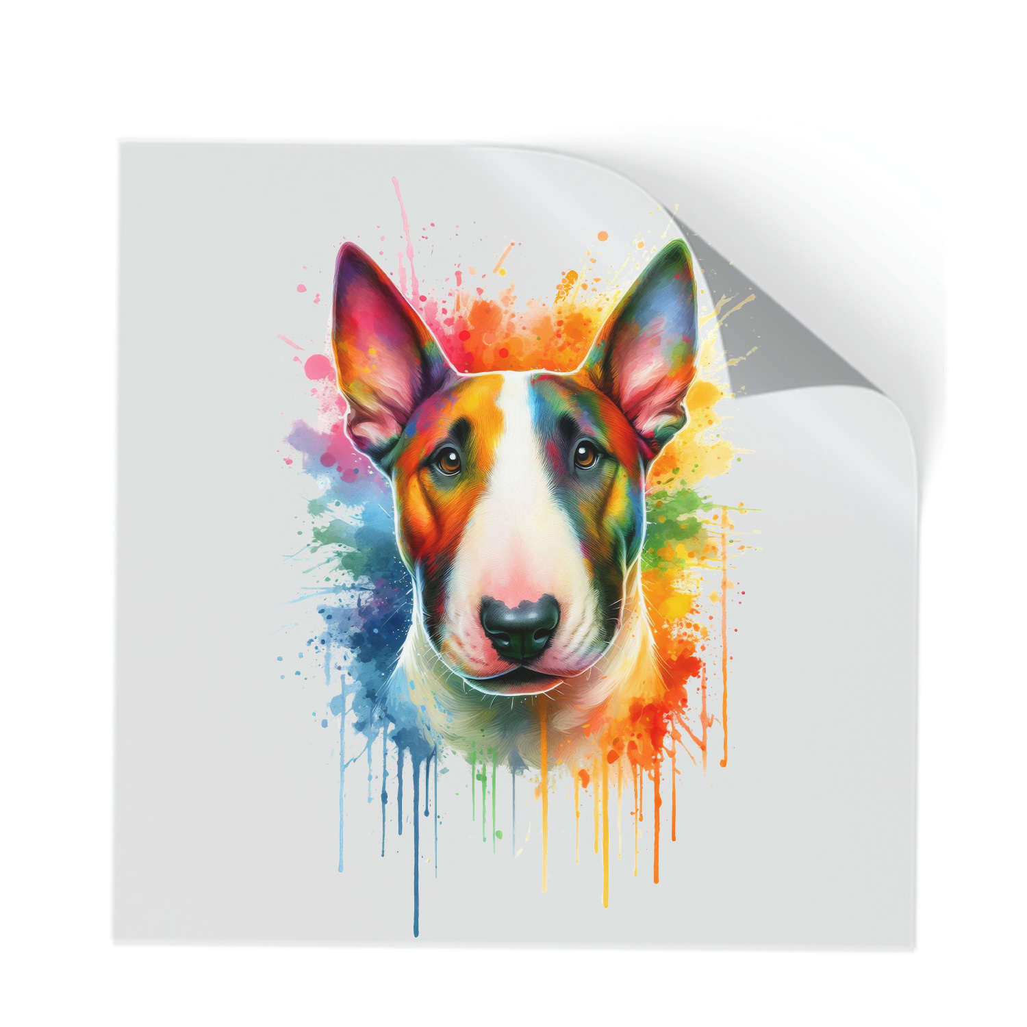 Watercolor Drip Bull Terrier Pop Art Colorful Portrait Artwork Cutout ...