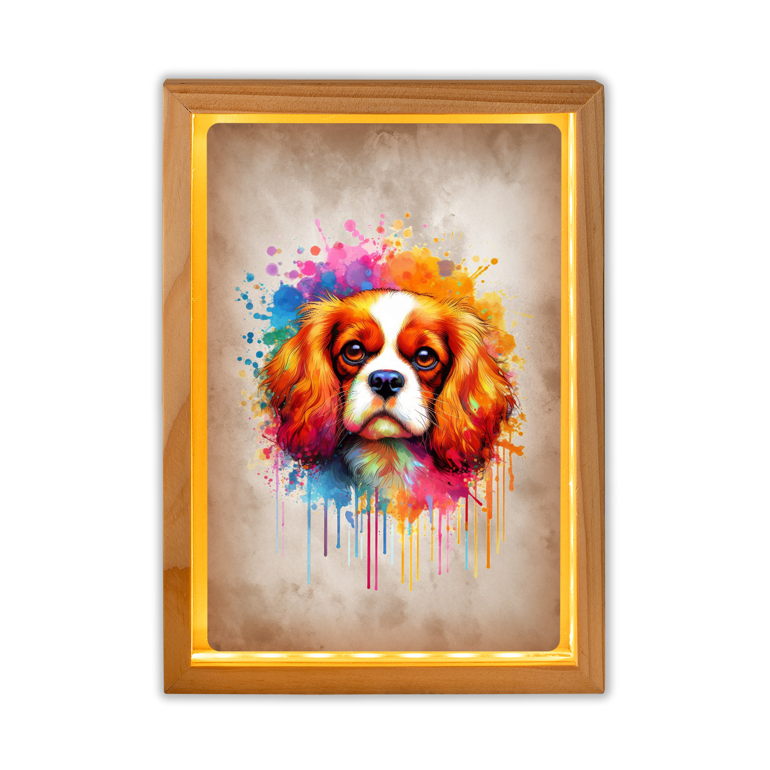Watercolor Drip Cavalier King Charles Spaniel Pop Art Colorful Portrait ...