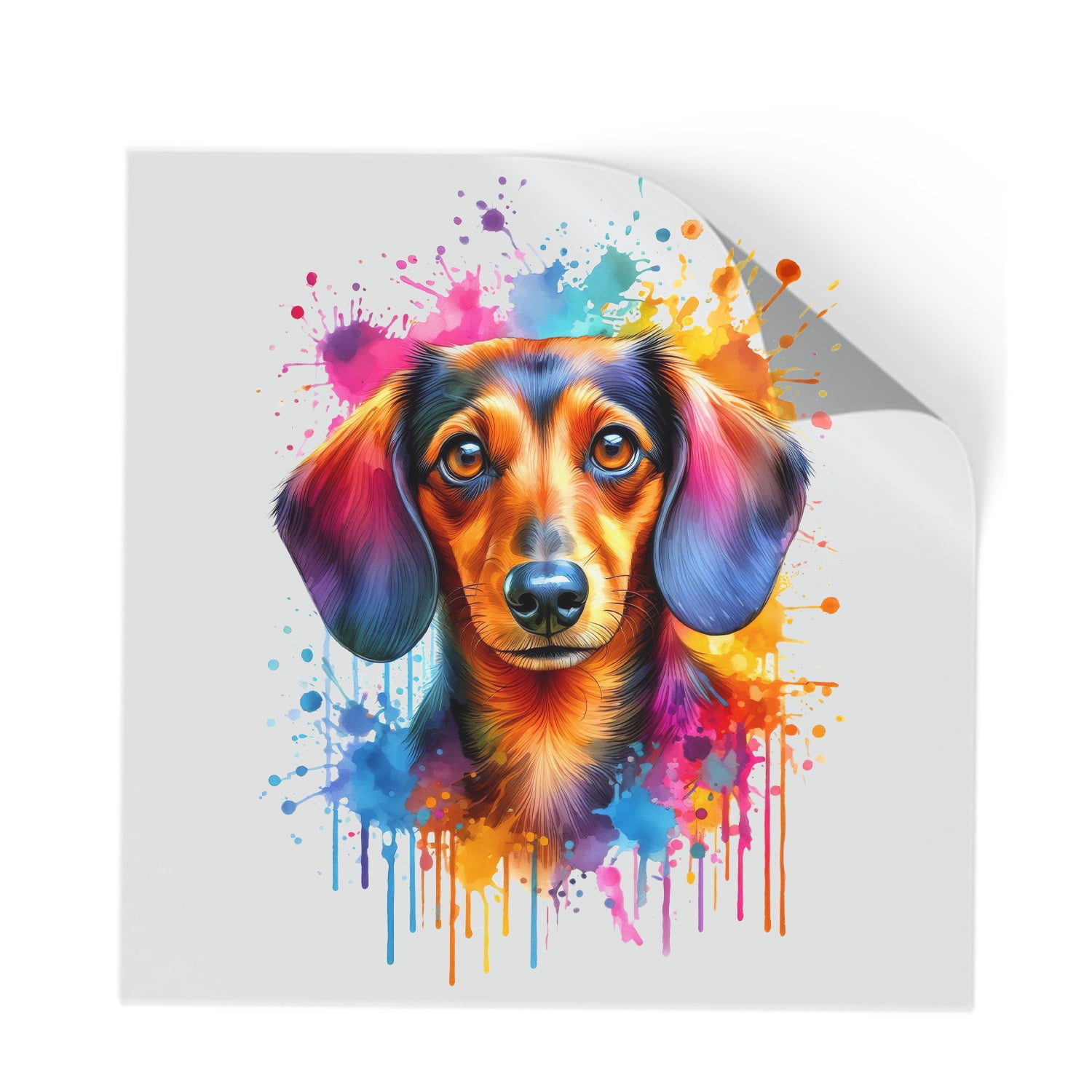 Watercolor Drip Dachshund Pop Art Colorful Portrait Artwork Cutout ...