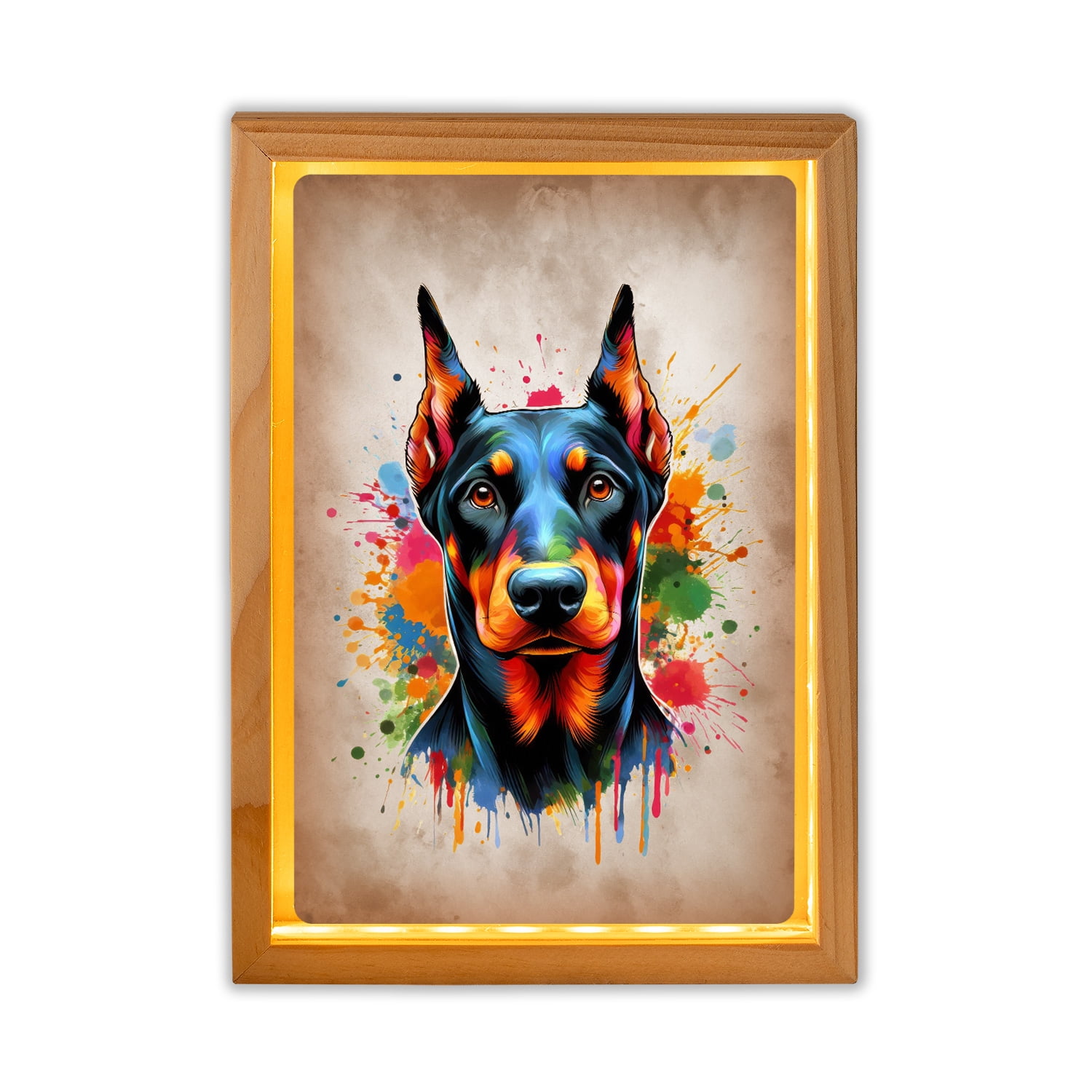Watercolor Drip Doberman Pinscher Pop Art Colorful Portrait Artwork ...