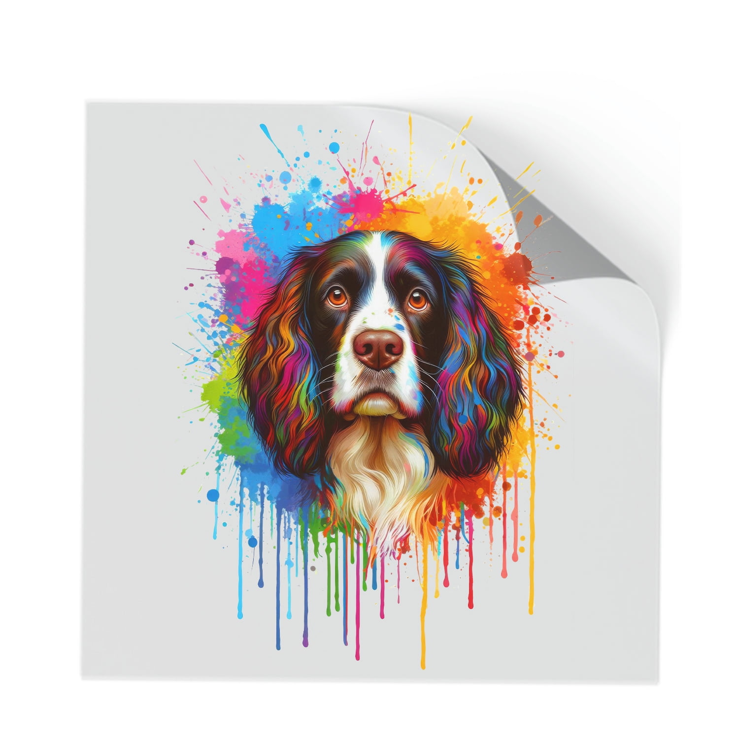 Watercolor Drip English Springer Spaniel Pop Art Colorful Portrait ...