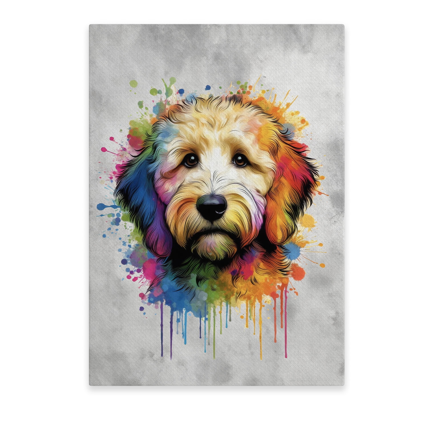 Watercolor Drip Goldendoodle Pop Art Colorful Portrait Artwork Vertical ...