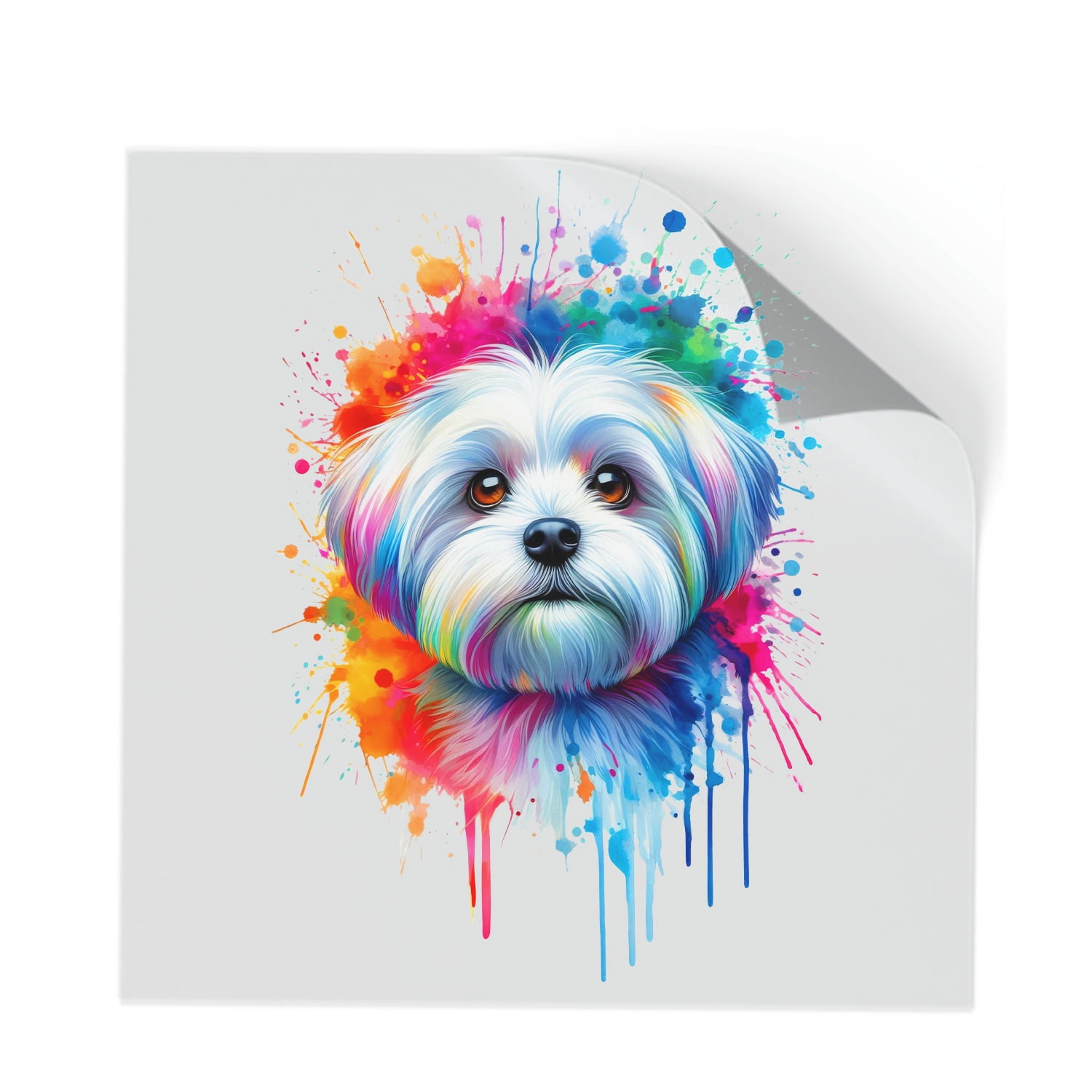 Watercolor Drip Maltese Pop Art Colorful Portrait Artwork Cutout ...