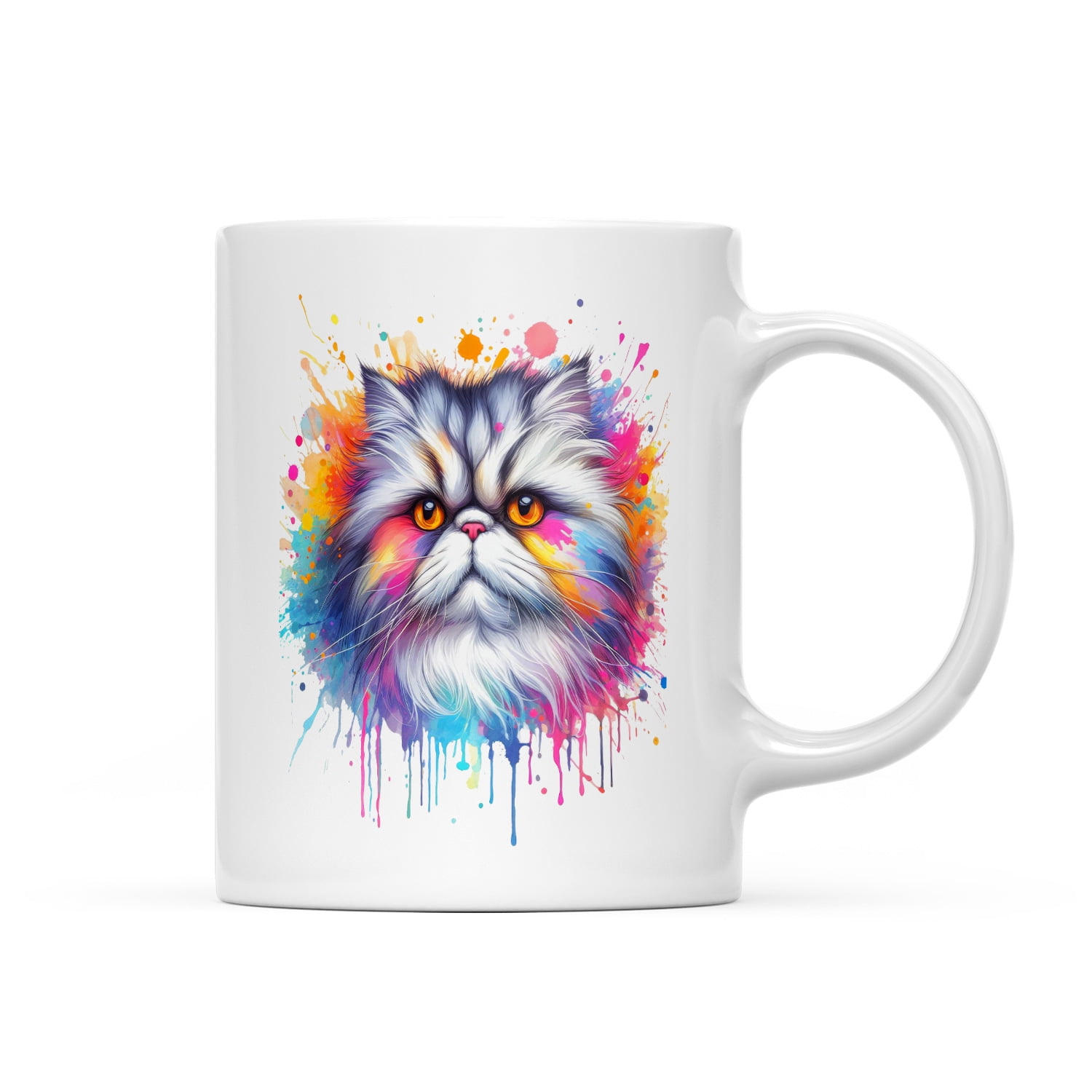 Watercolor Drip Persian Pop Art Colorful Portrait Artwork Mug Cat Lover ...