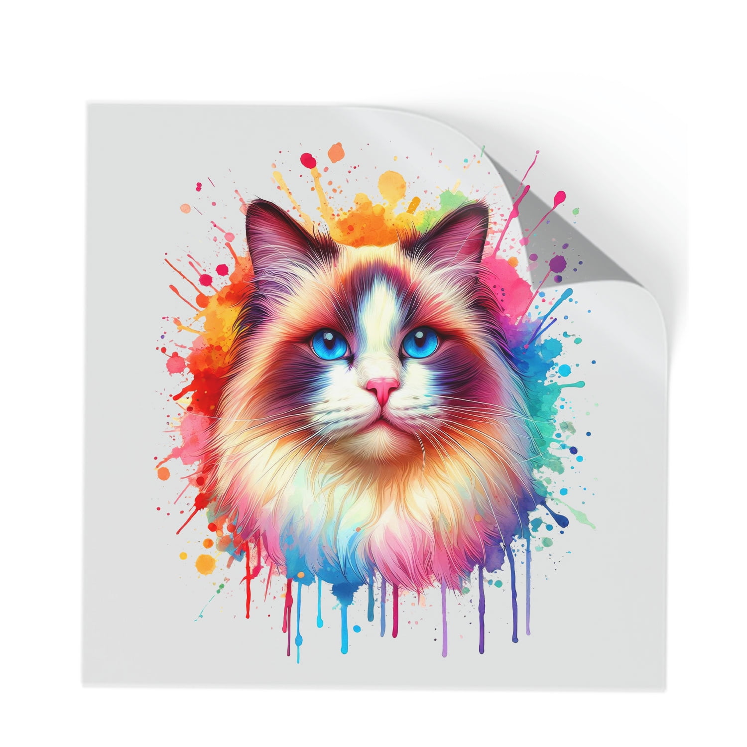 Watercolor Drip Ragdoll Pop Art Colorful Portrait Artwork Cutout ...