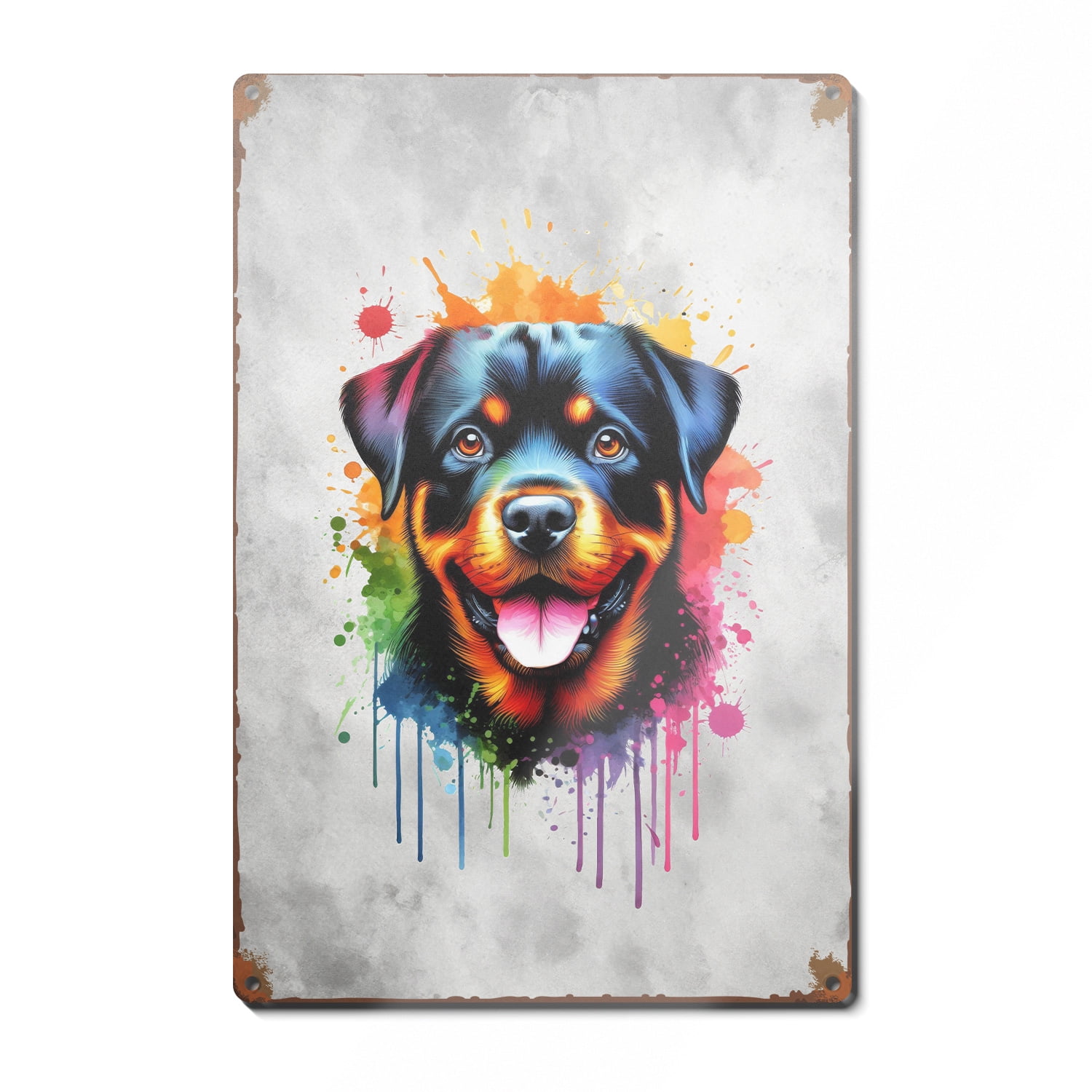Watercolor Drip Rottweiler Pop Art Colorful Portrait Artwork Vertical ...