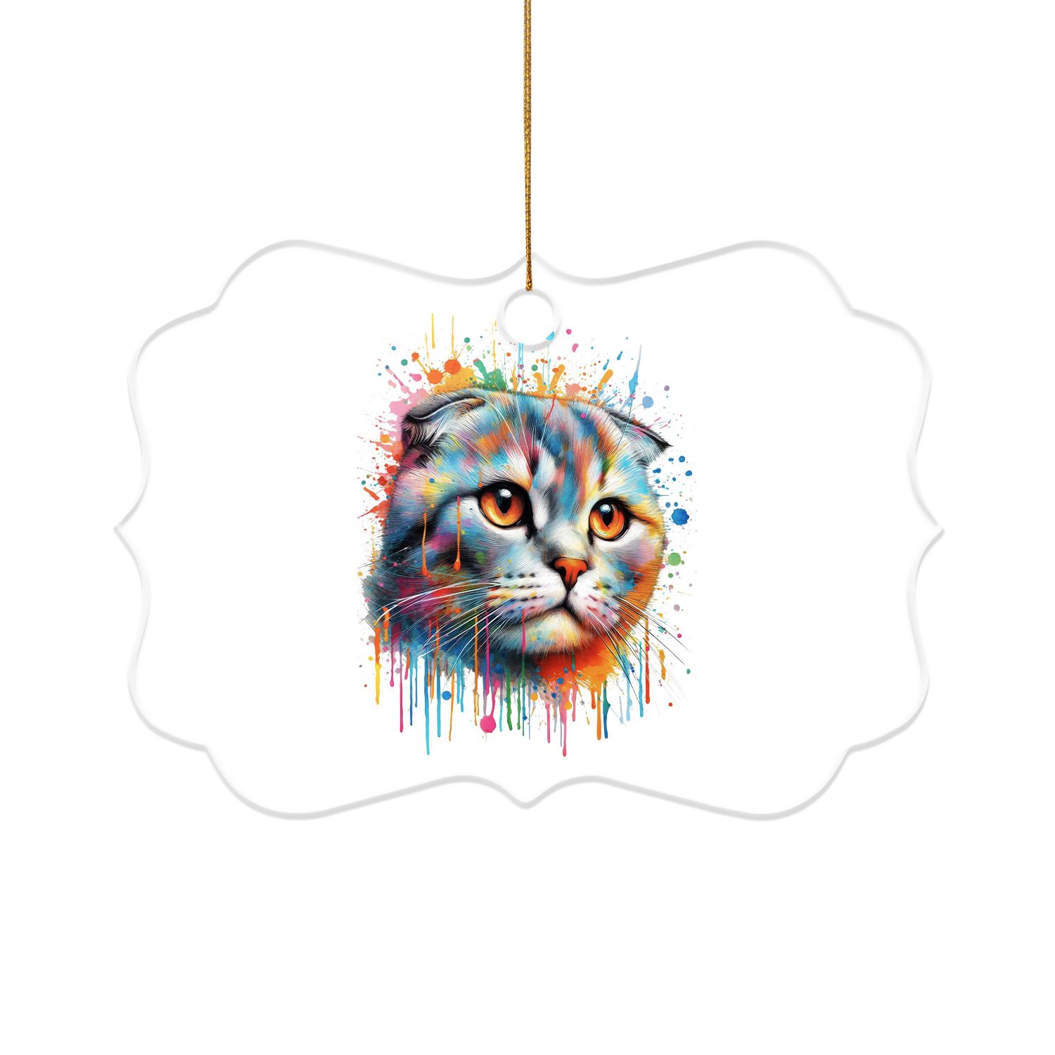 Watercolor Drip Scottish Fold Pop Art Colorful Portrait Artwork Acrylic ...