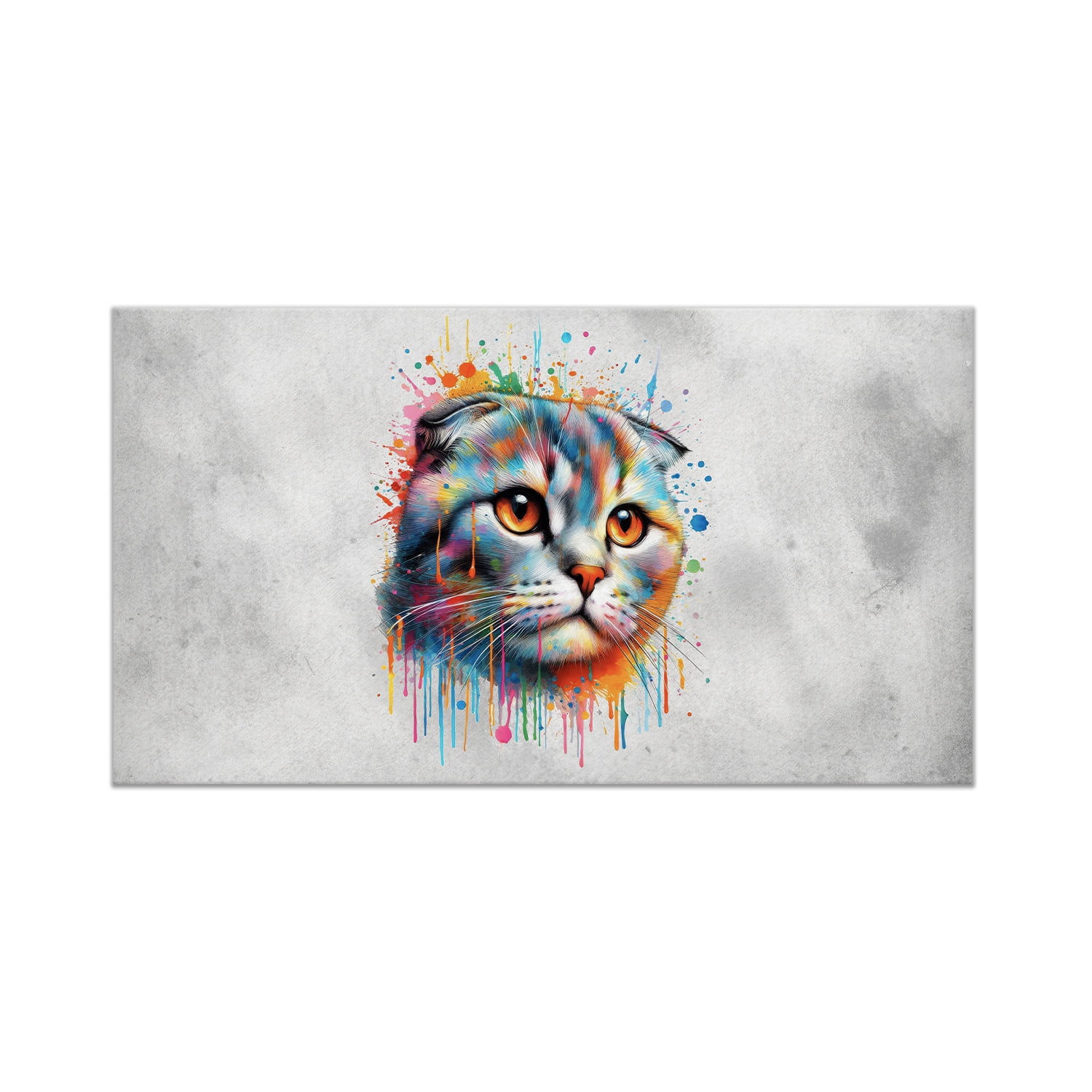 Watercolor Drip Scottish Fold Pop Art Colorful Portrait Artwork Doormat ...