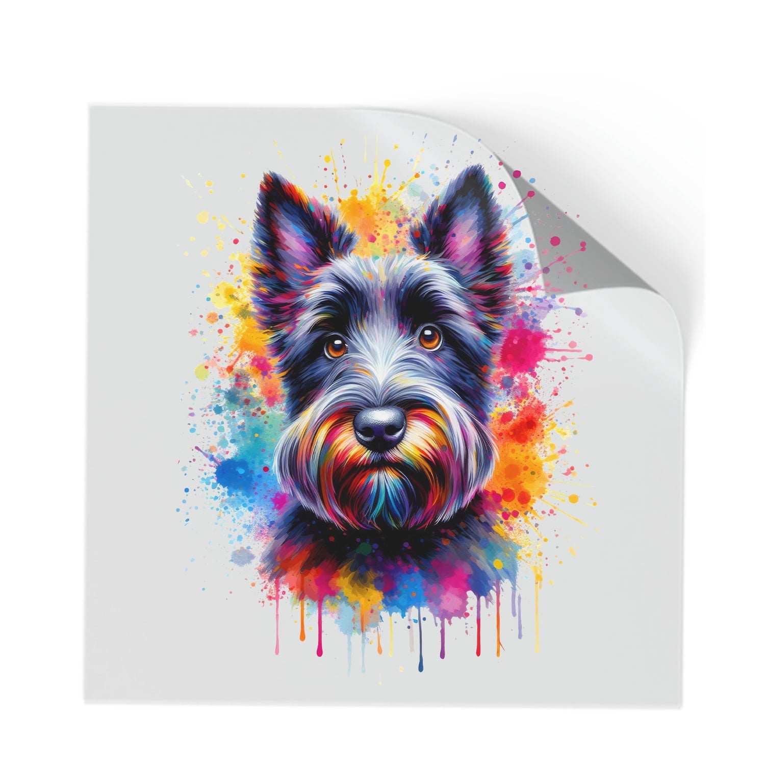 Watercolor Drip Scottish Terrier Pop Art Colorful Portrait Artwork ...