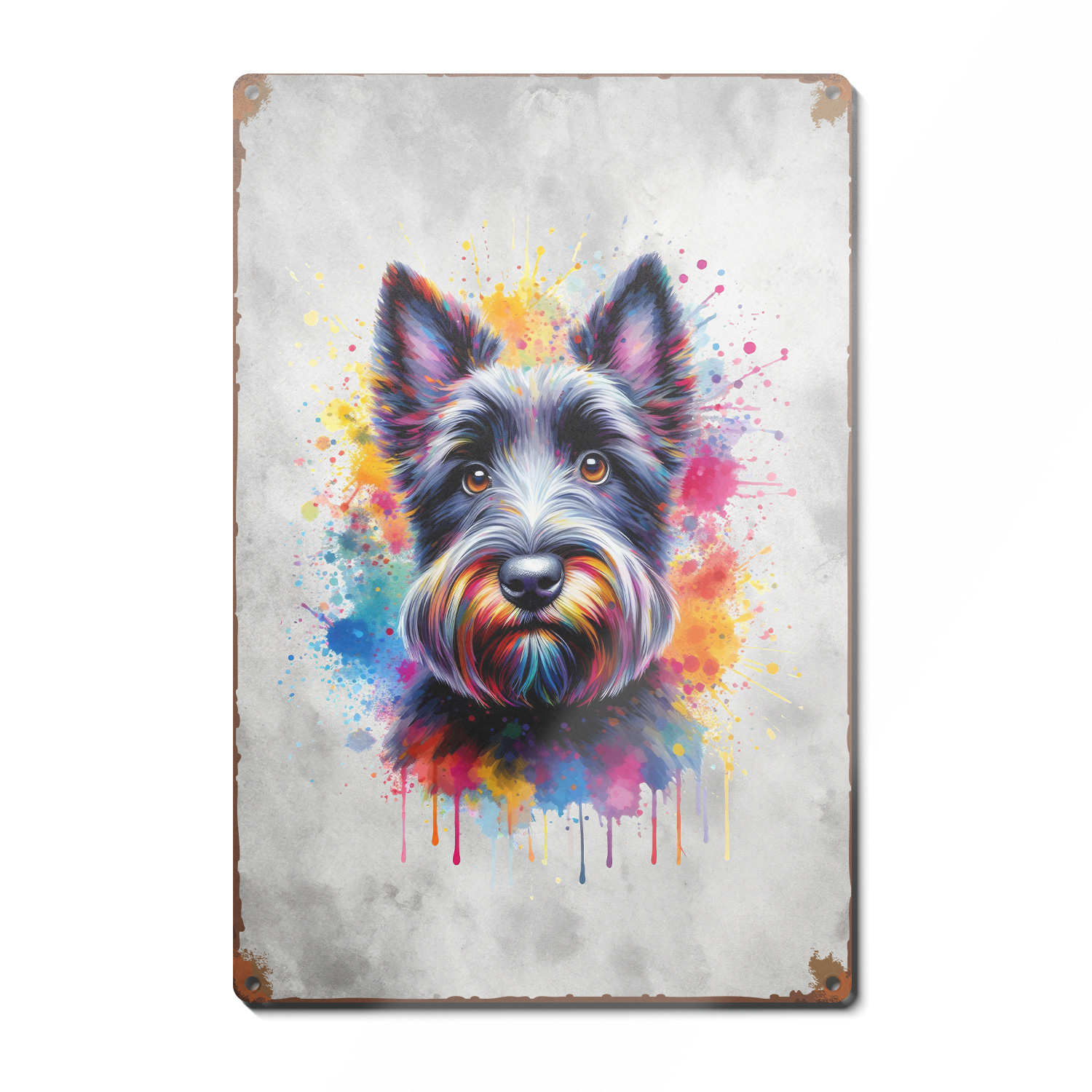 Watercolor Drip Scottish Terrier Pop Art Colorful Portrait Artwork ...