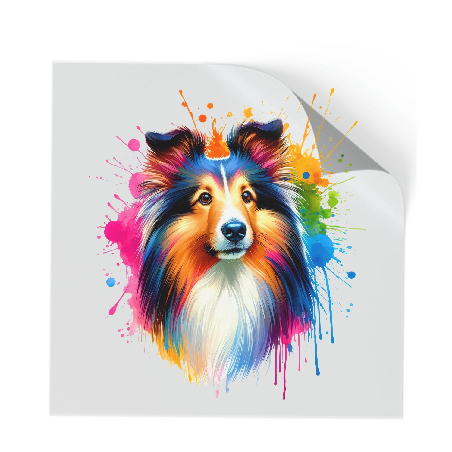 Watercolor Drip Shetland Sheepdog Pop Art Colorful Portrait Artwork ...