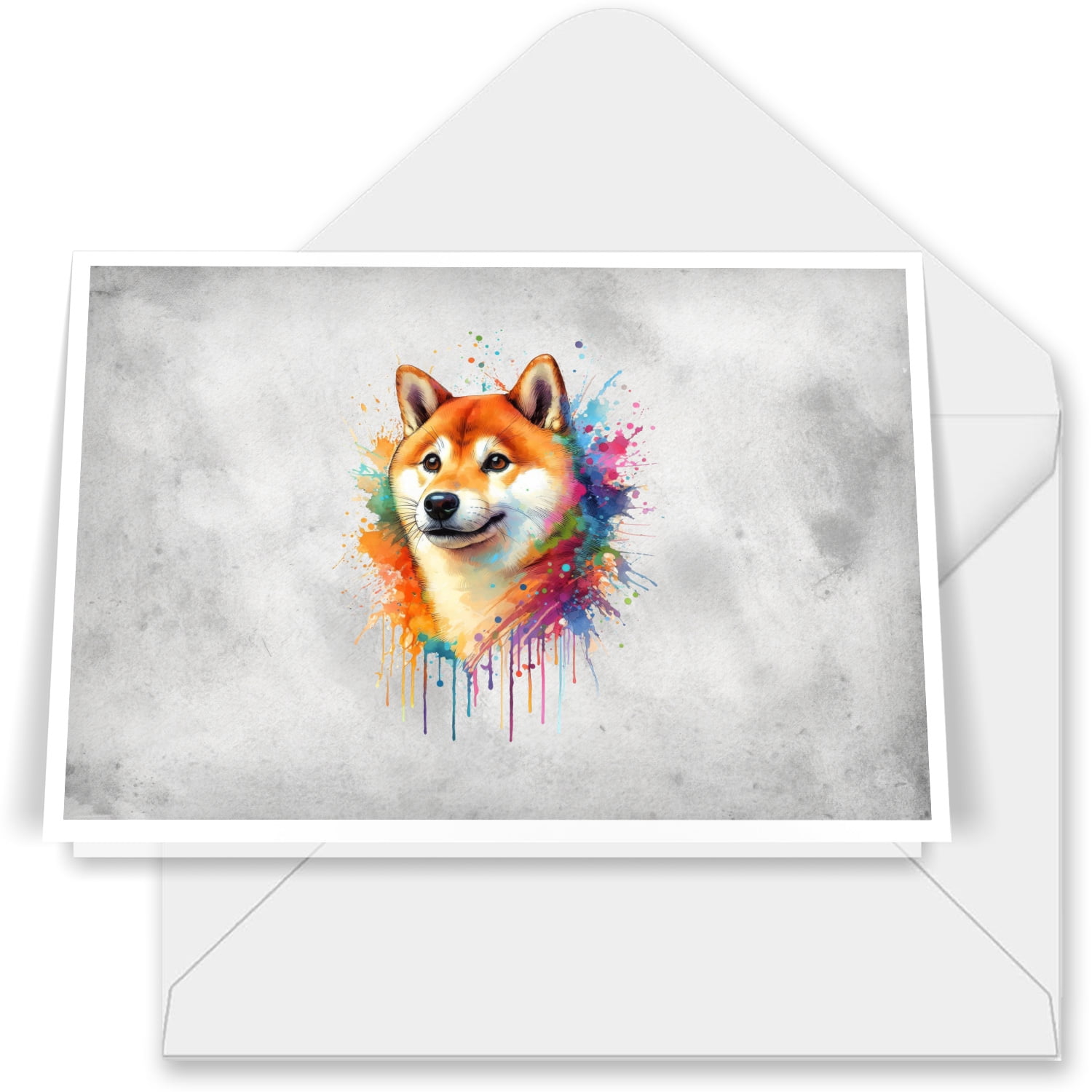 Watercolor Drip Shiba Inu Pop Art Colorful Portrait Artwork 7x5in ...