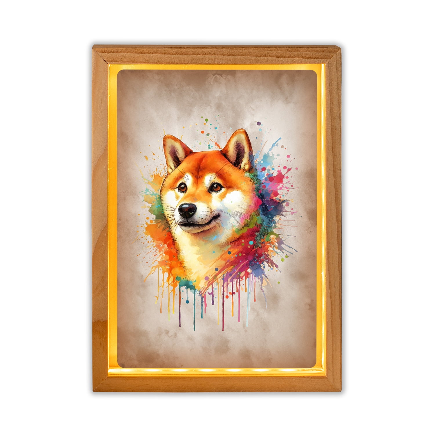 Watercolor Drip Shiba Inu Pop Art Colorful Portrait Artwork Acrylic ...