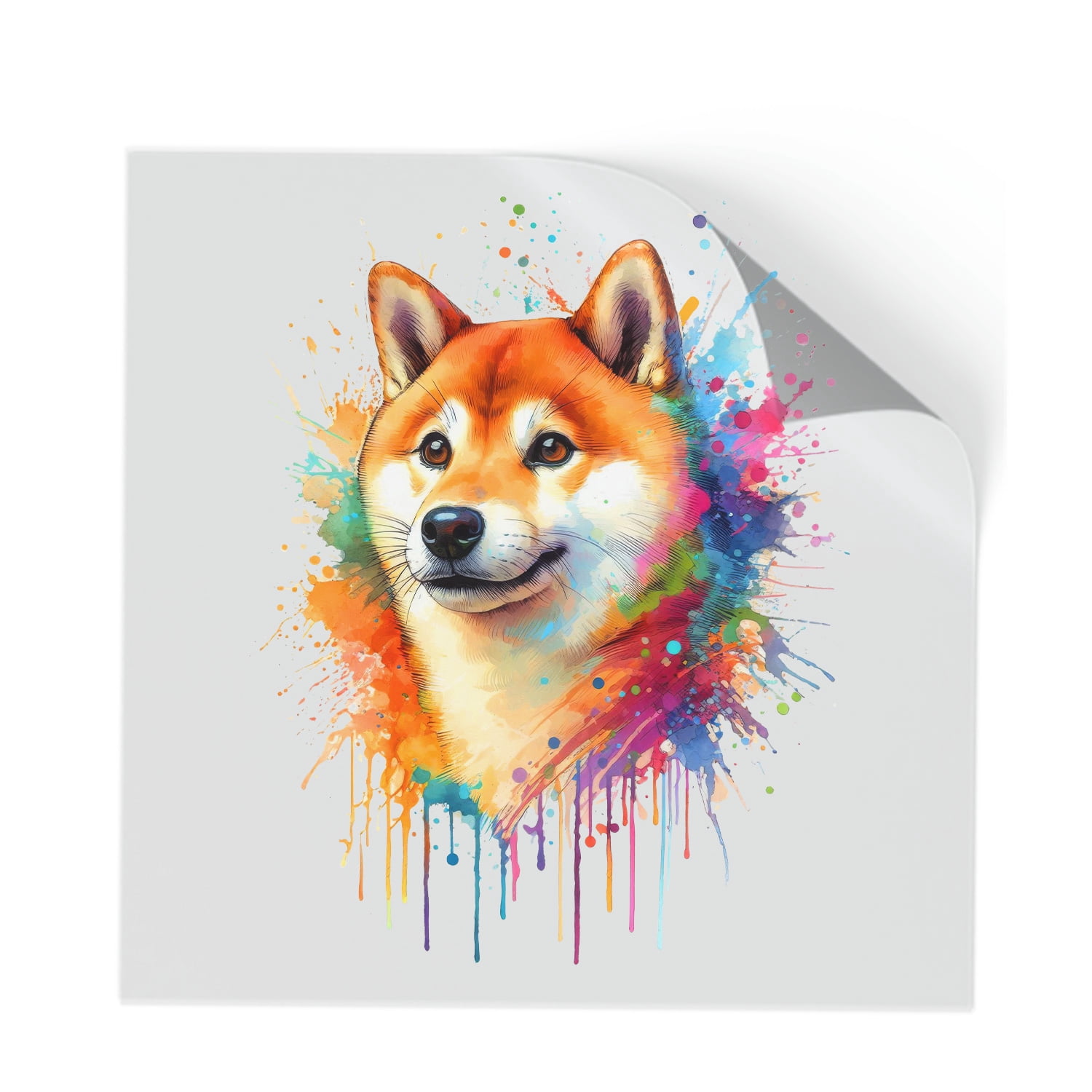 Watercolor Drip Shiba Inu Pop Art Colorful Portrait Artwork Cutout ...
