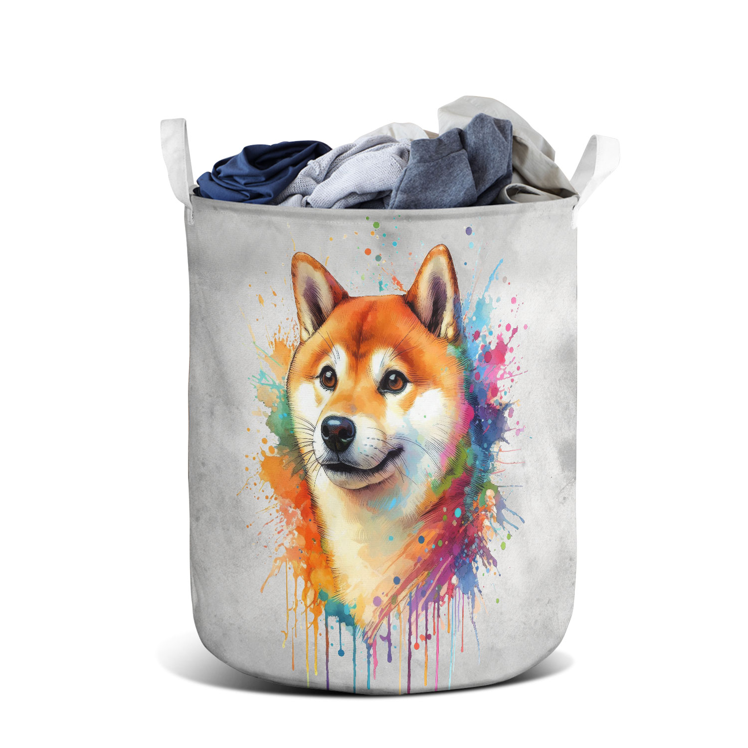Watercolor Drip Shiba Inu Pop Art Colorful Portrait Artwork Foldable ...